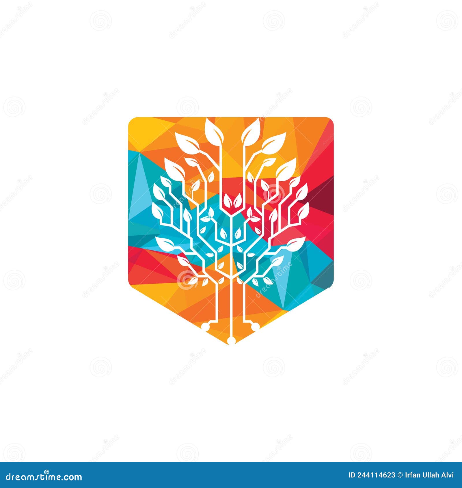 Tech Tree Vector Logo Design Template. Connecting Network Tree Icon ...