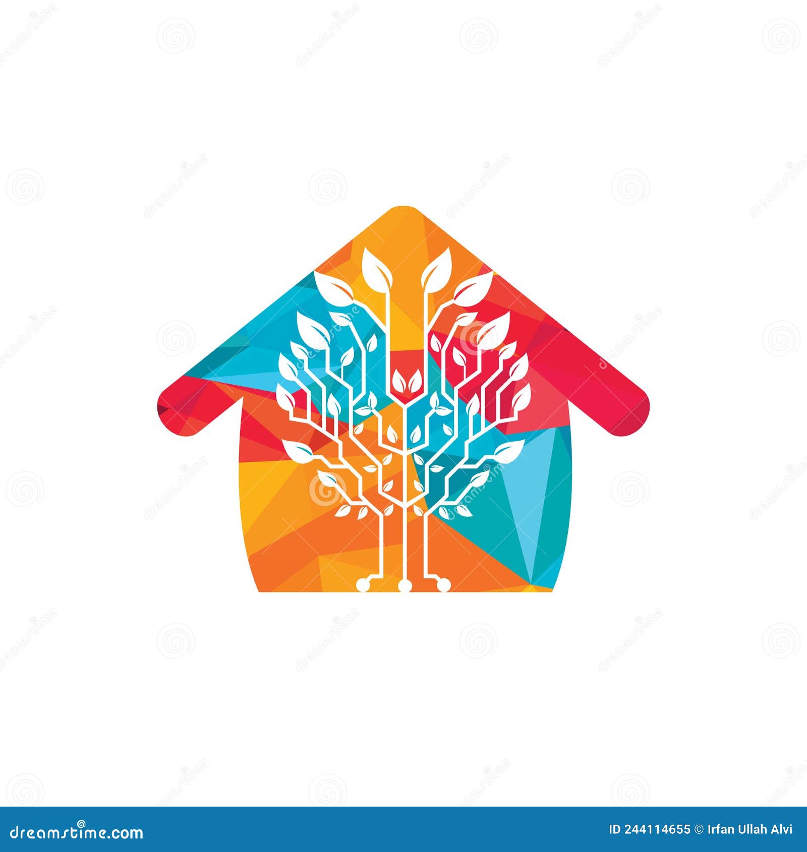 Tech Tree Vector Logo Design Template. Connecting Network Tree with ...