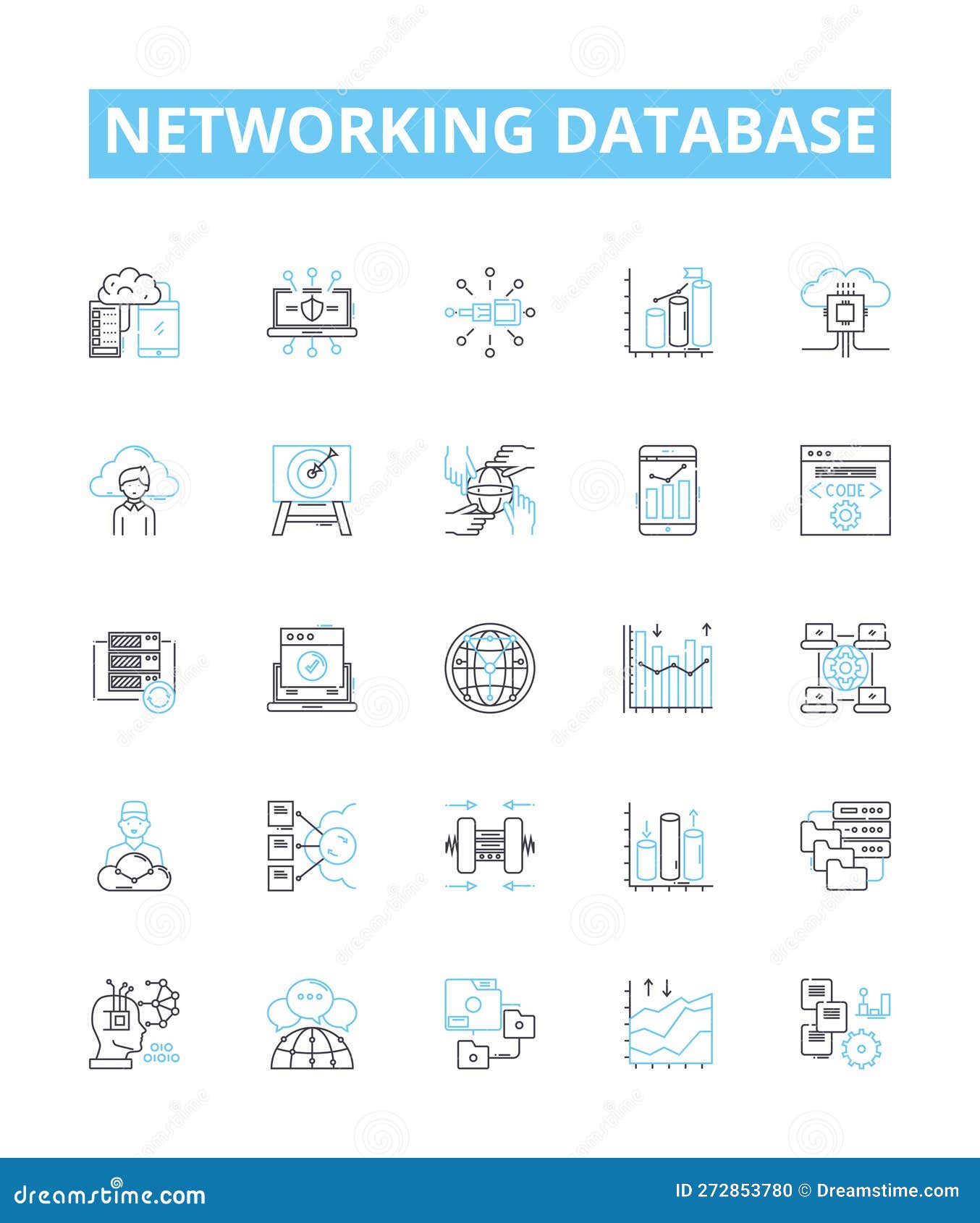 Networking Database Vector Line Icons Set Network Database Sql Connection Table Schema