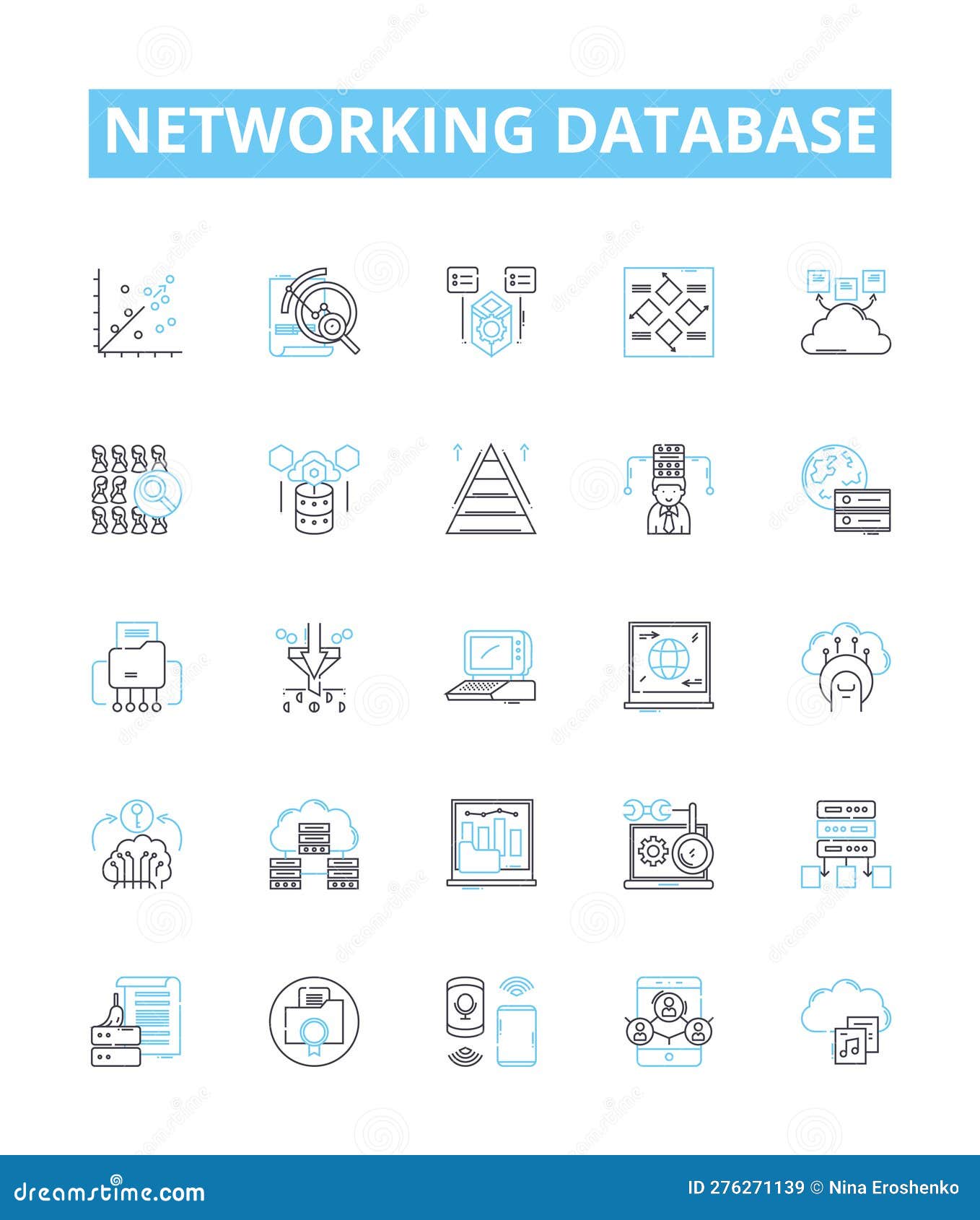 Networking Database Vector Line Icons Set Network Database Sql Connection Table Schema