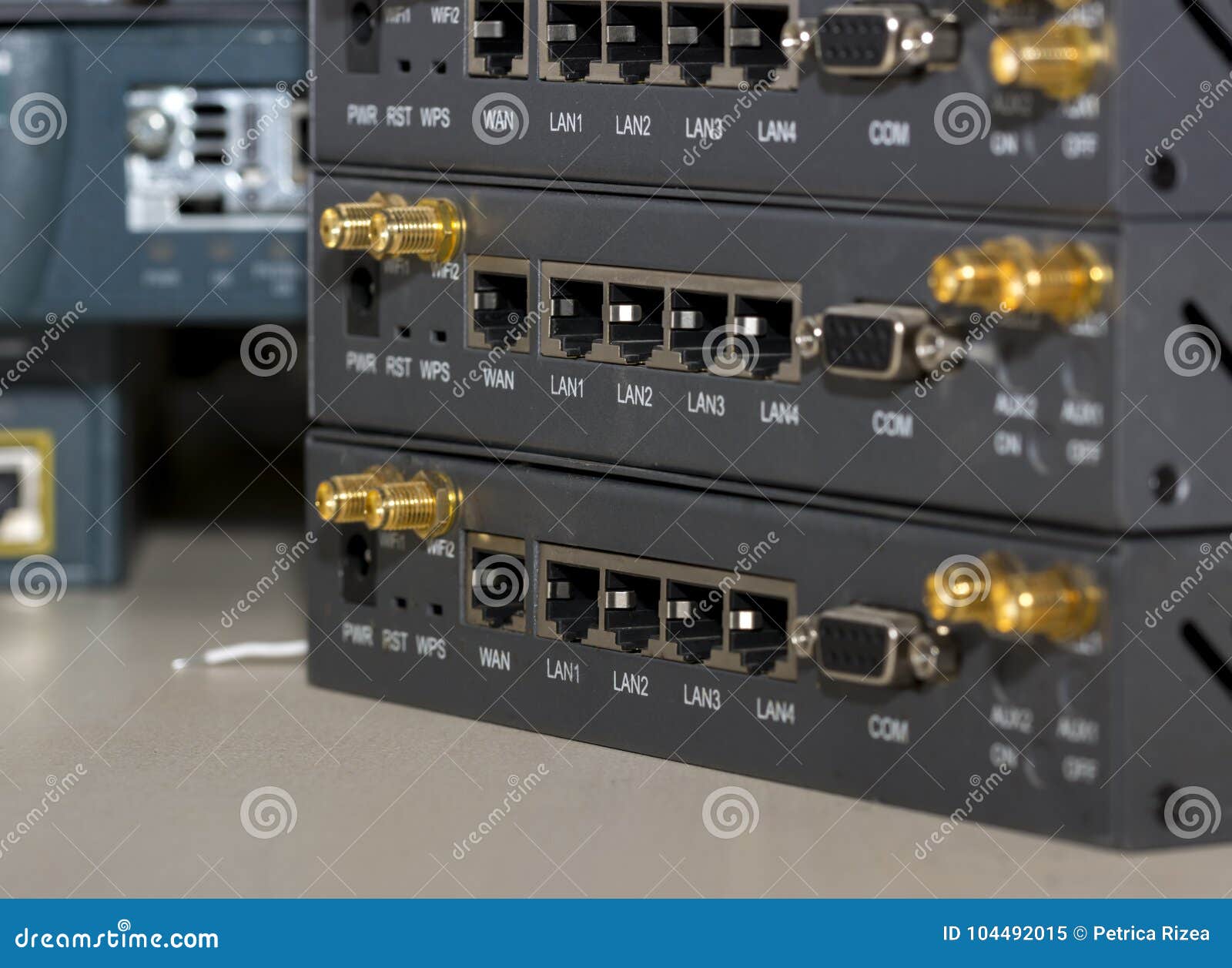 Networking Devices WAN, LAN, COM Stock Image - Image of cat5 ...