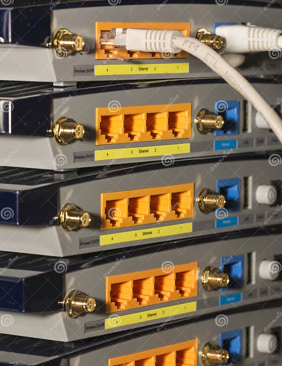 Networking Devices WAN, LAN, COM Stock Image - Image of electronics ...