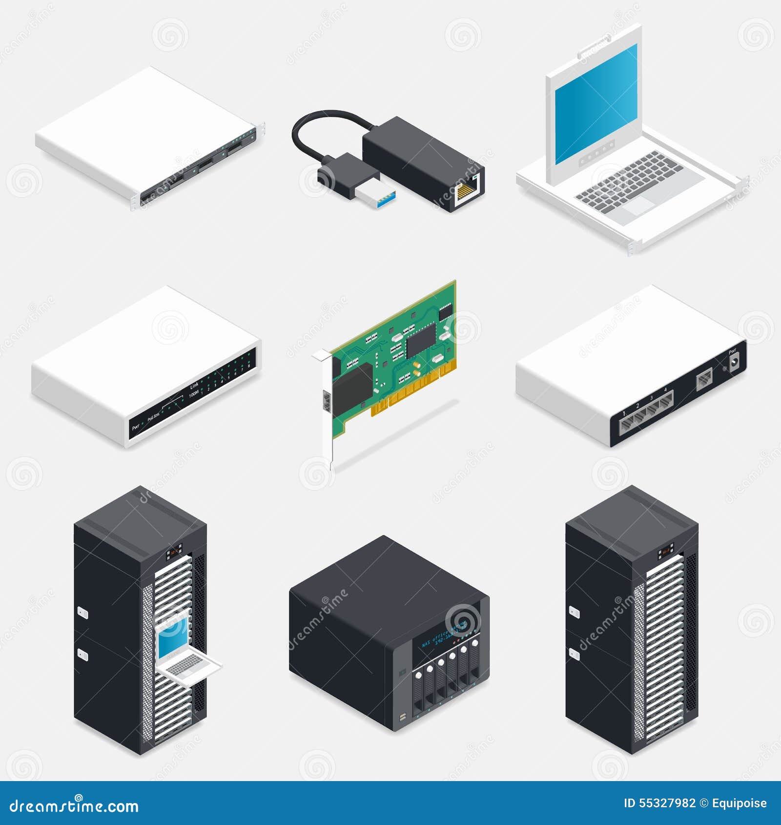 Networking Isometric Detailed Icons Set Stock Vector - Illustration of ...
