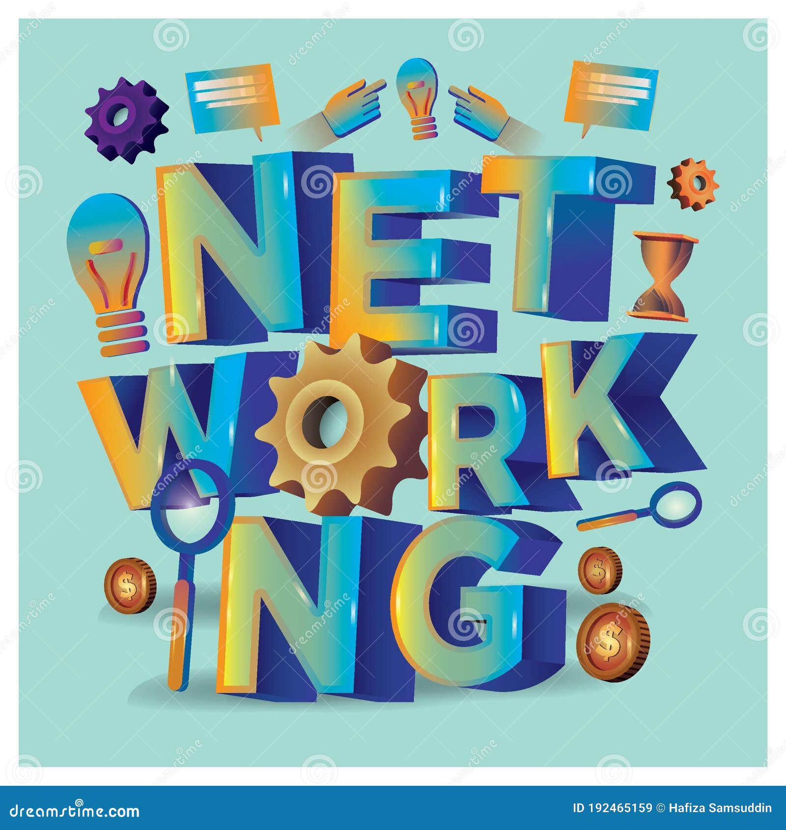 Networking Lettering Design. Vector Illustration Decorative Design ...