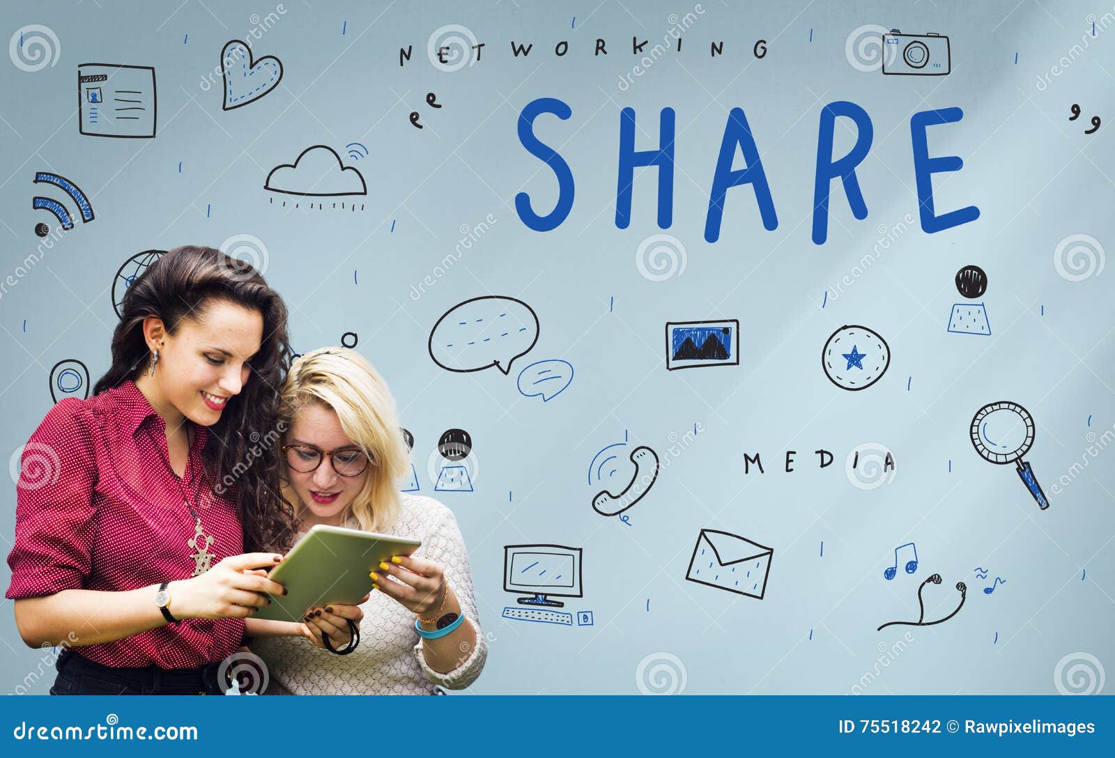 Networking Media Sharing Icons Graphic Concept Stock Photo - Image of ...