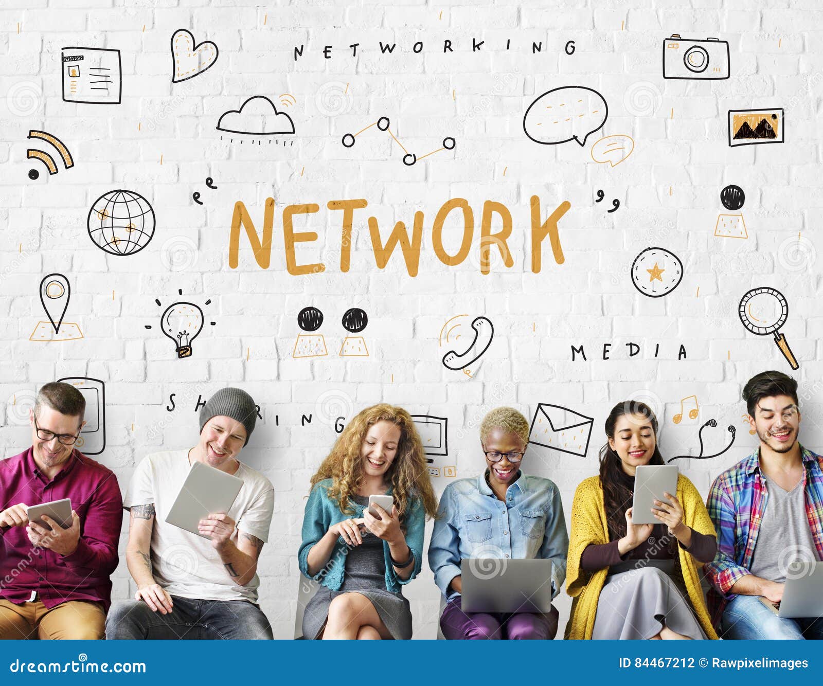 Networking Media Sharing Icons Graphic Concept Stock Photo - Image of ...