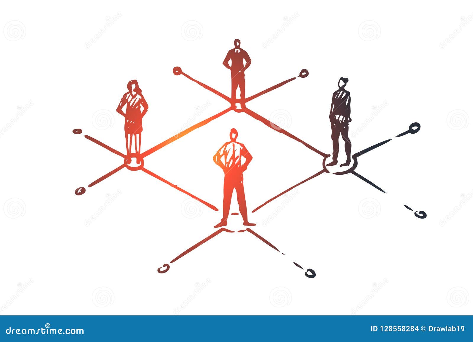 Networking, People, Connection, Internet, Social Concept. Hand Drawn ...
