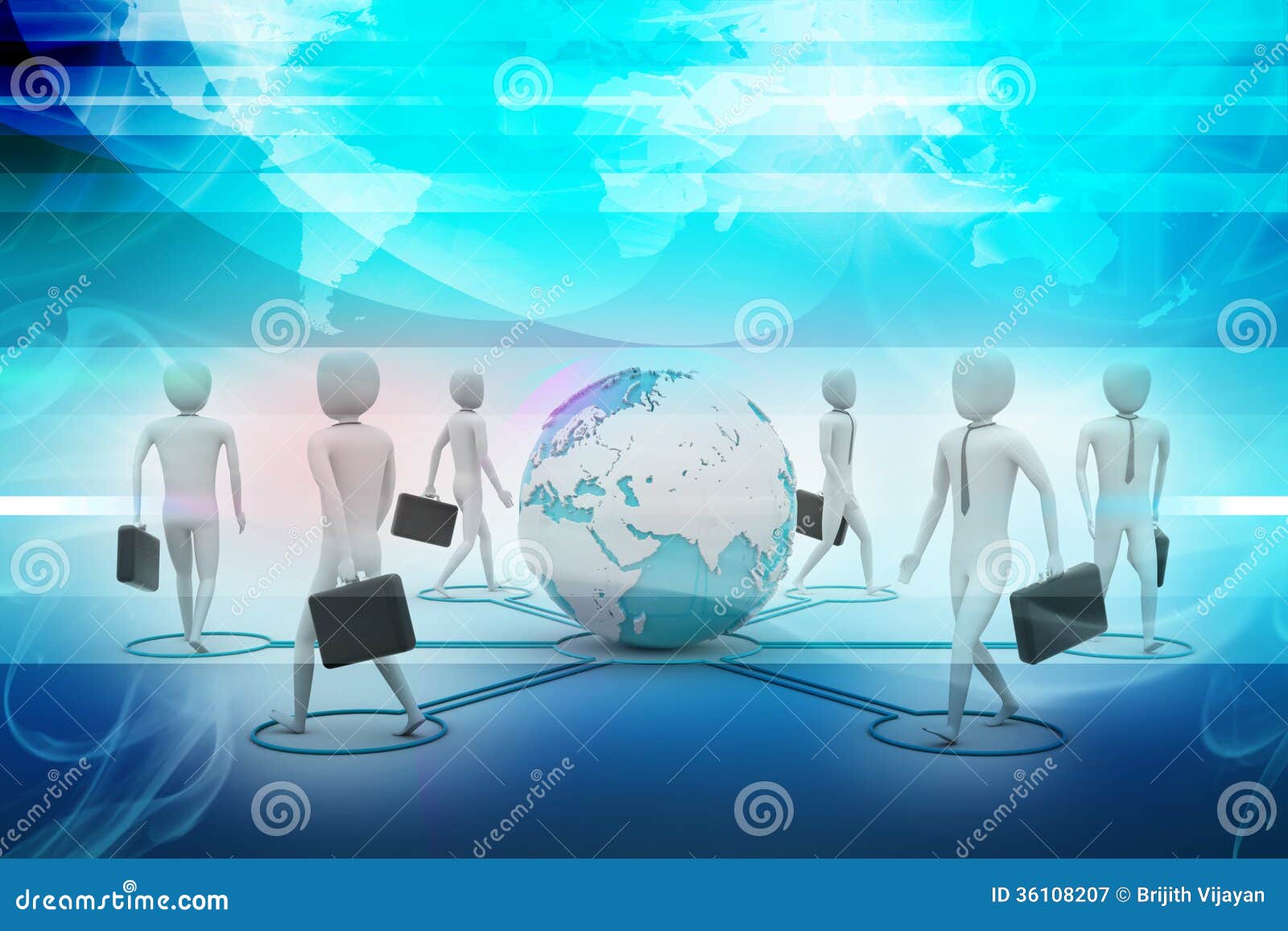 Networking People with Globe Stock Illustration - Illustration of ...