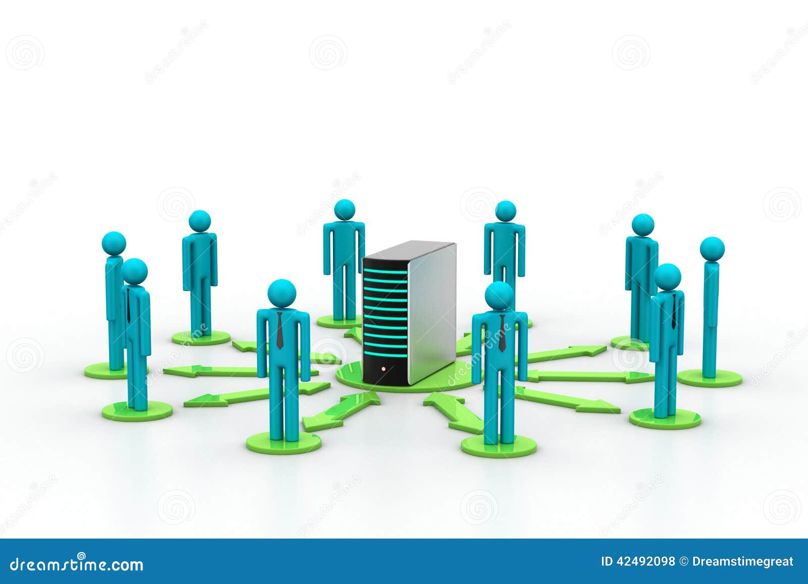 Networking People with Server Stock Illustration - Illustration of ...