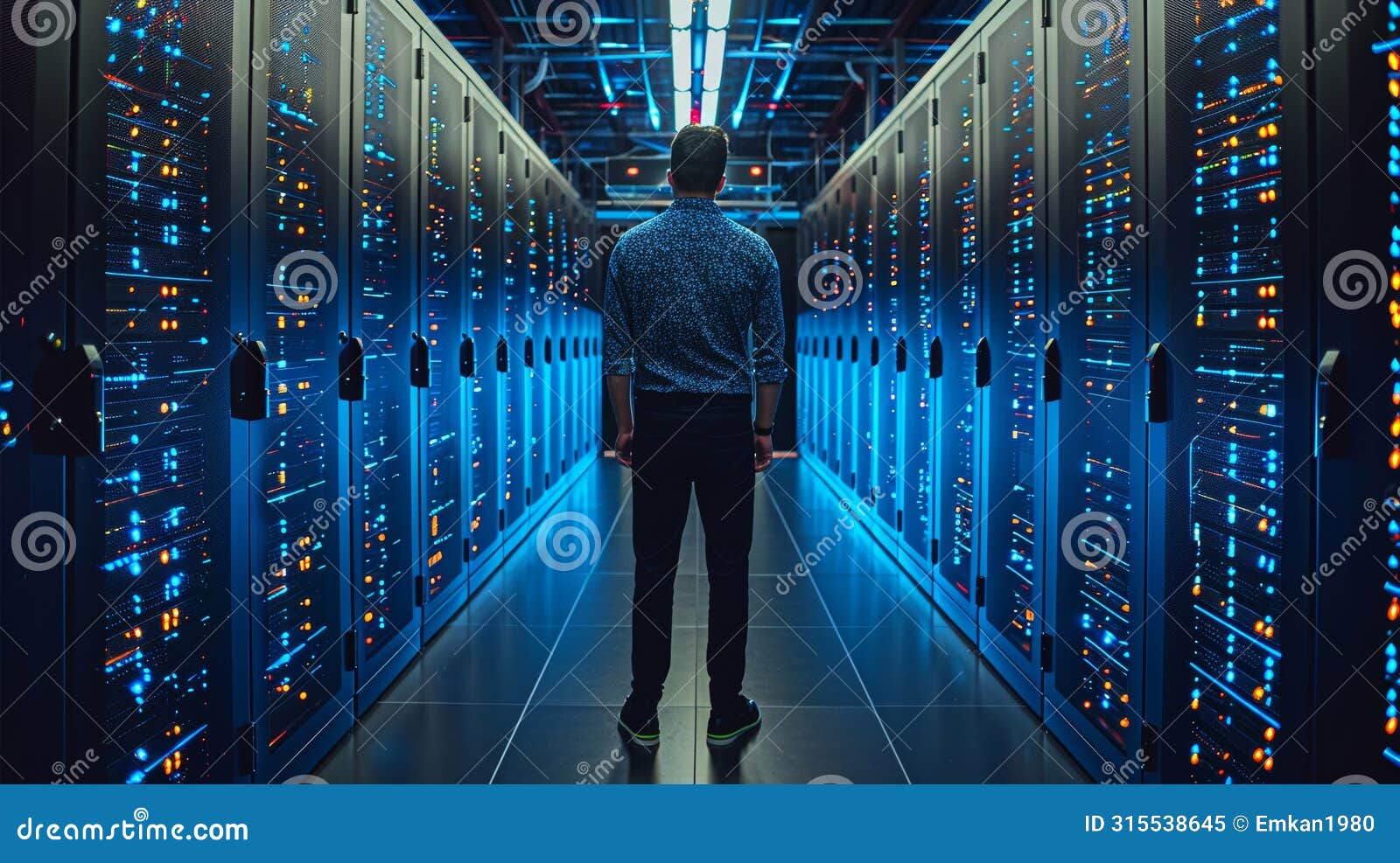 Networking Server. Server Room in Building Stock Image - Image of ...