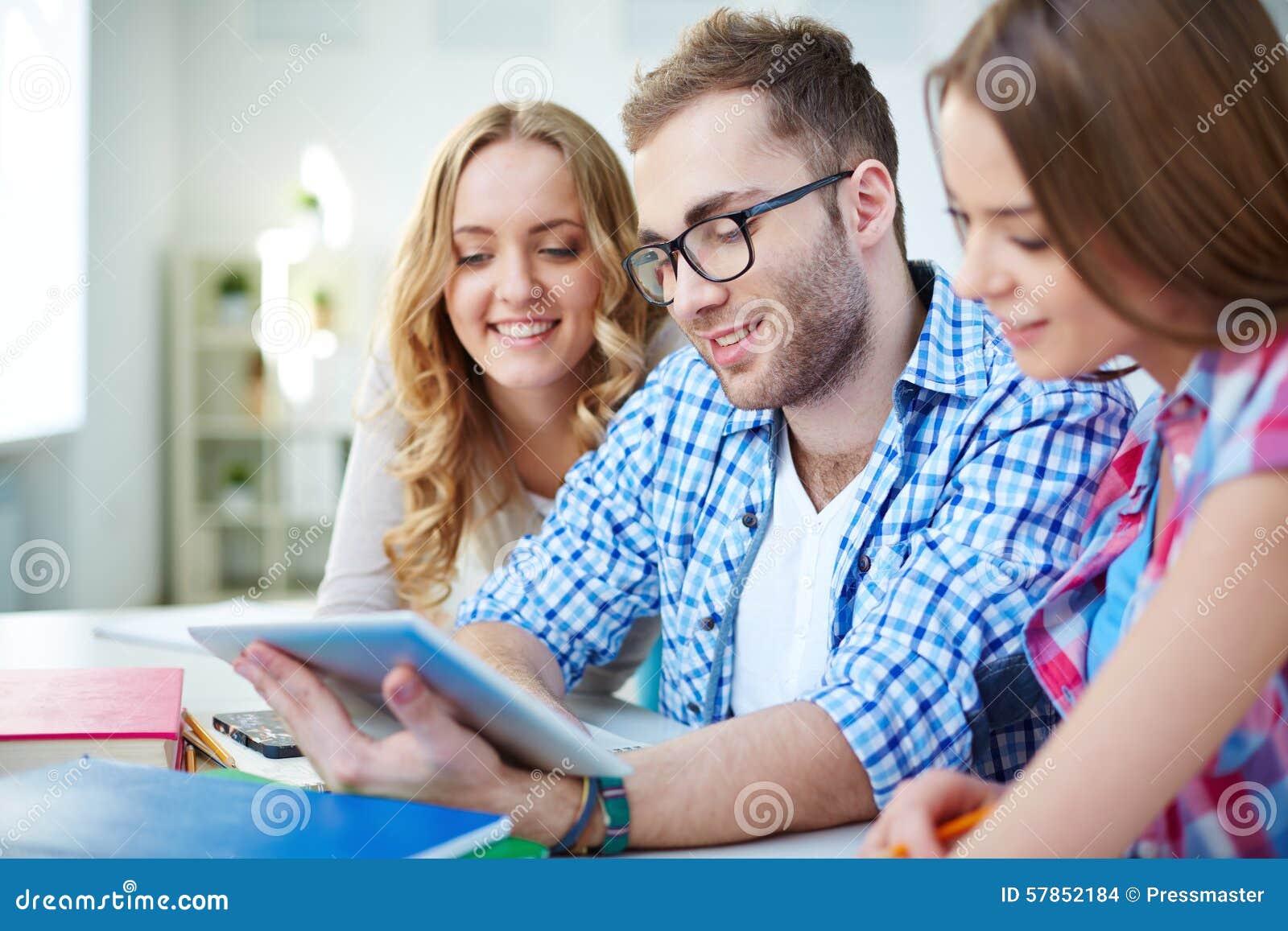 Networking students stock photo. Image of people, discussing - 57852184