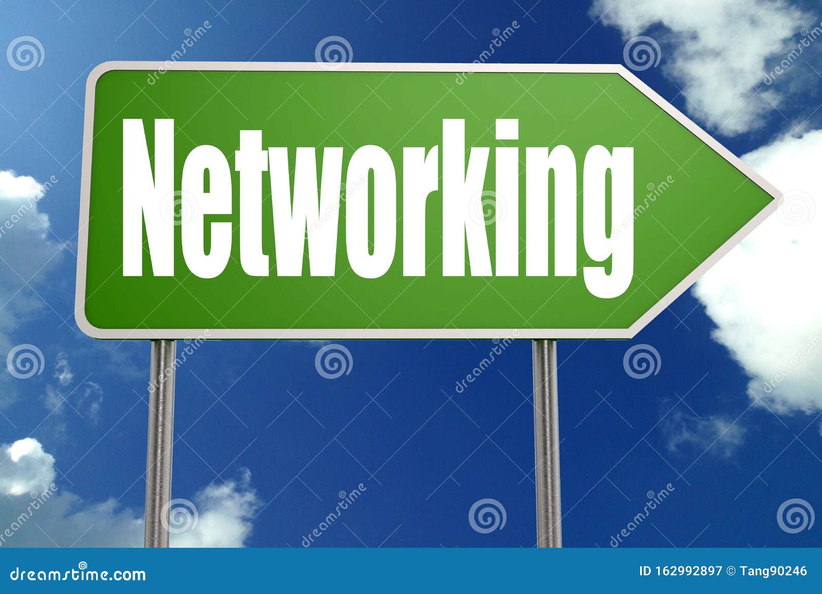 Networking Word with Green Road Sign Stock Illustration - Illustration ...
