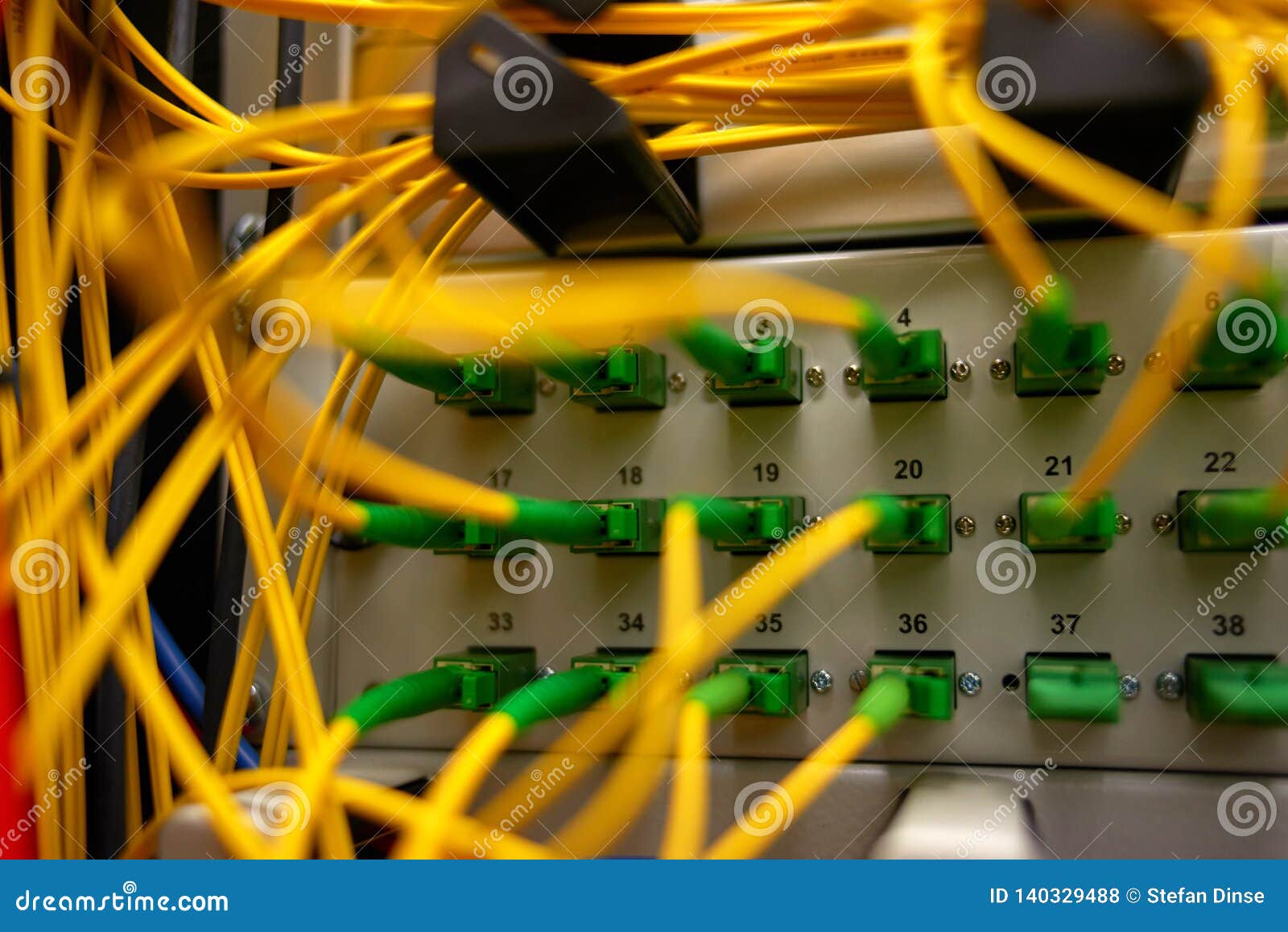 Fiber Networkplugs in a Data Center Stock Photo - Image of line ...