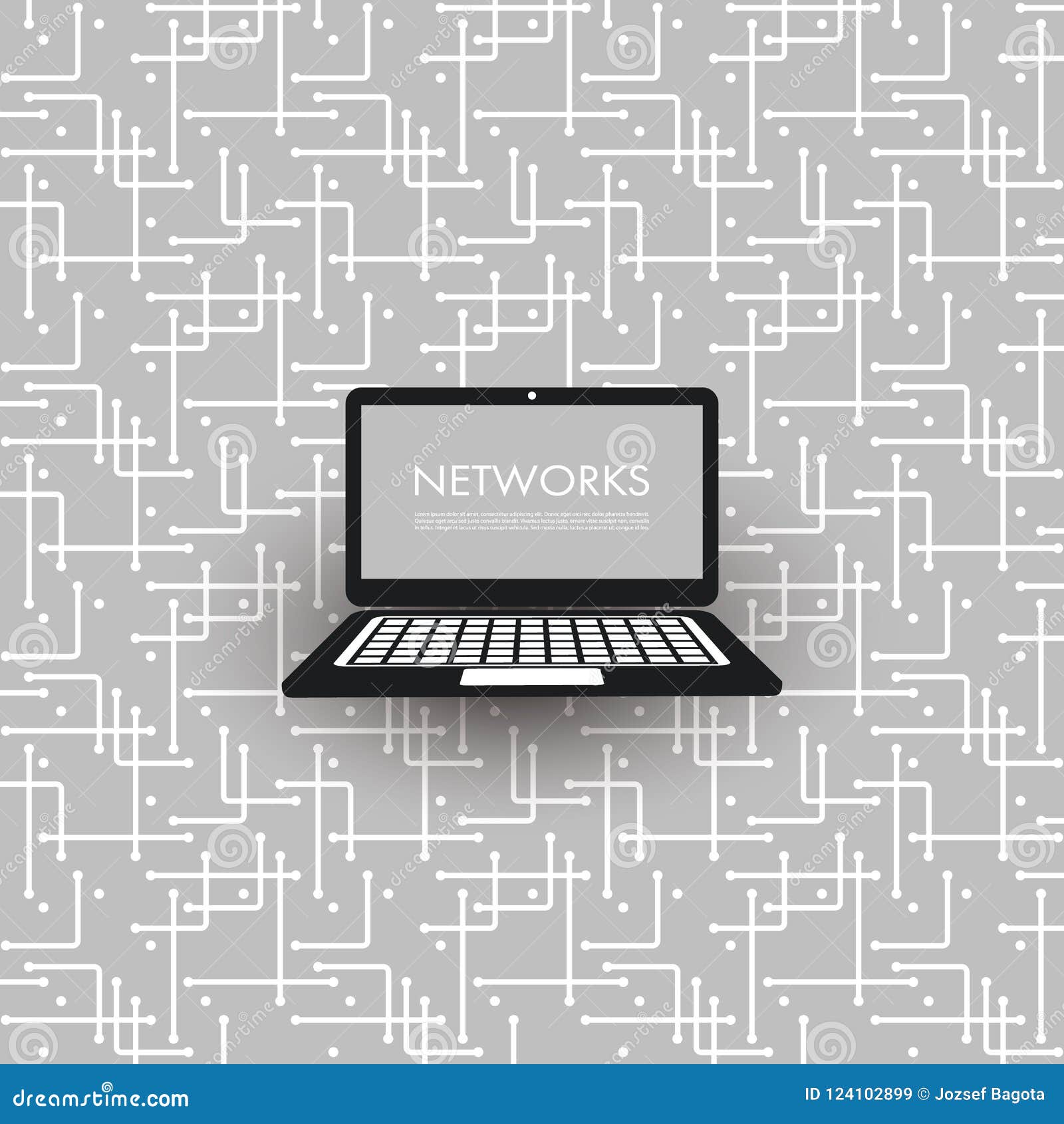 Networks, Connections, Mobility - Laptop on Black and White Mesh ...