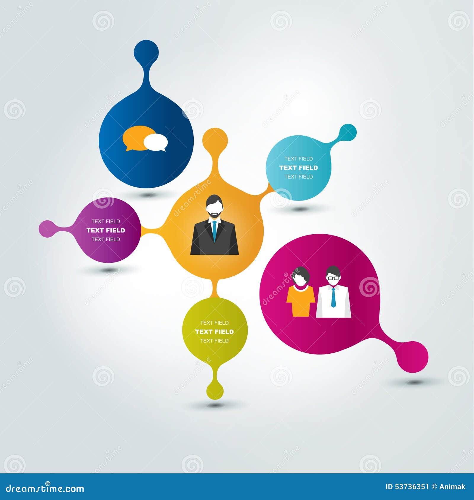 Networt Round Speech Bubbles Flow Chart. Stock Vector - Illustration of ...