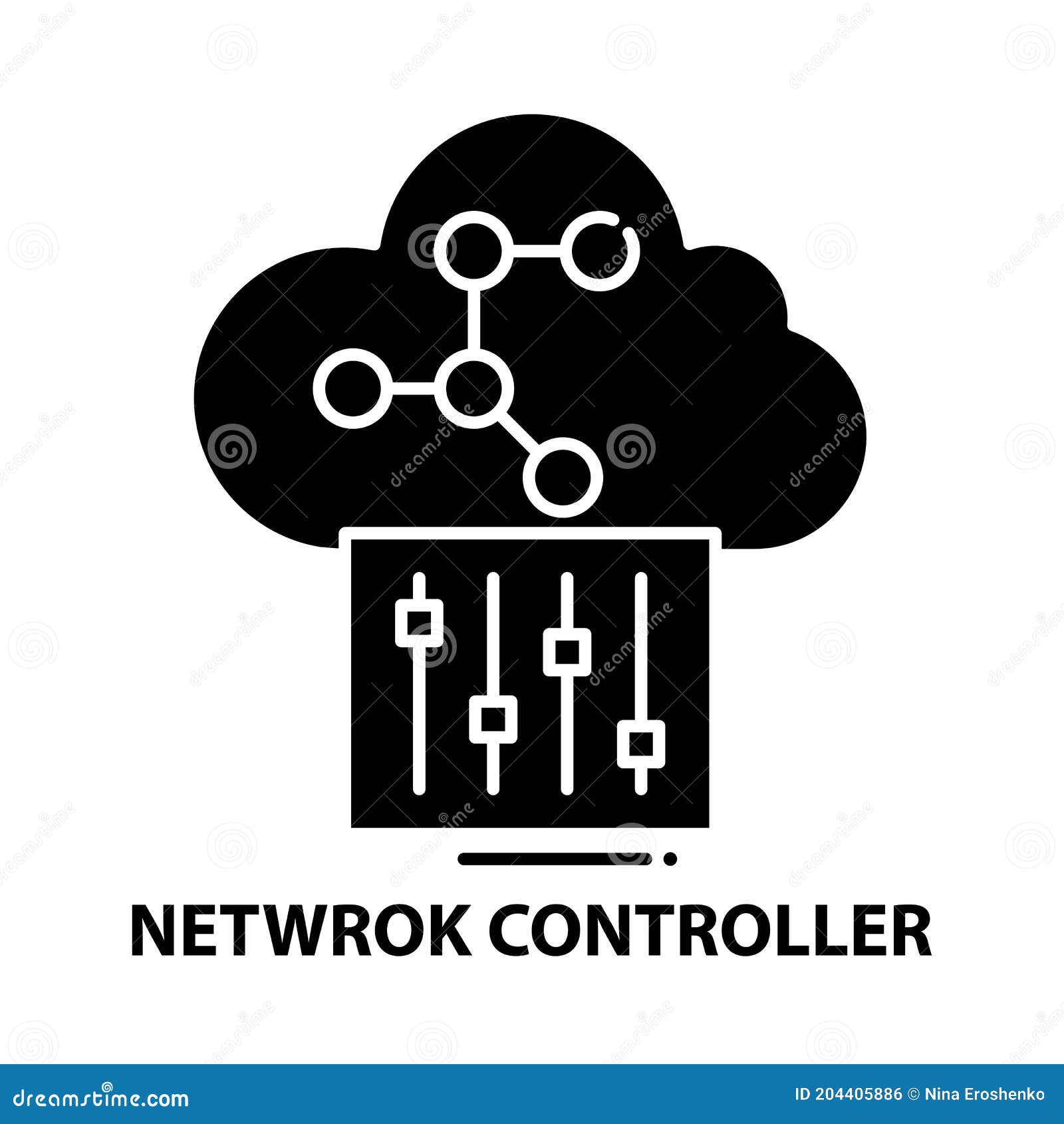 Netwrok Controller Icon, Black Vector Sign with Editable Strokes ...