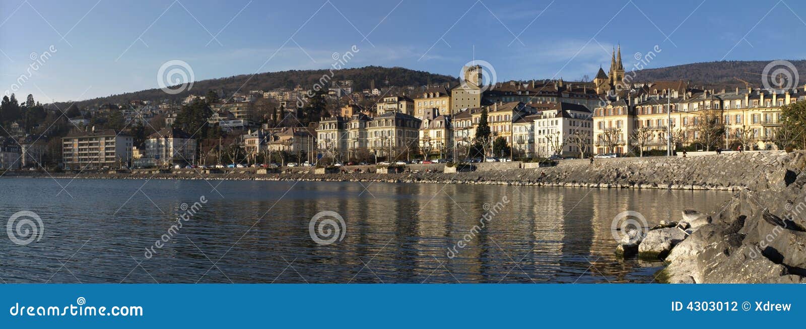 Neuchatel panoramic stock photo. Image of cathedral, sunlight - 4303012