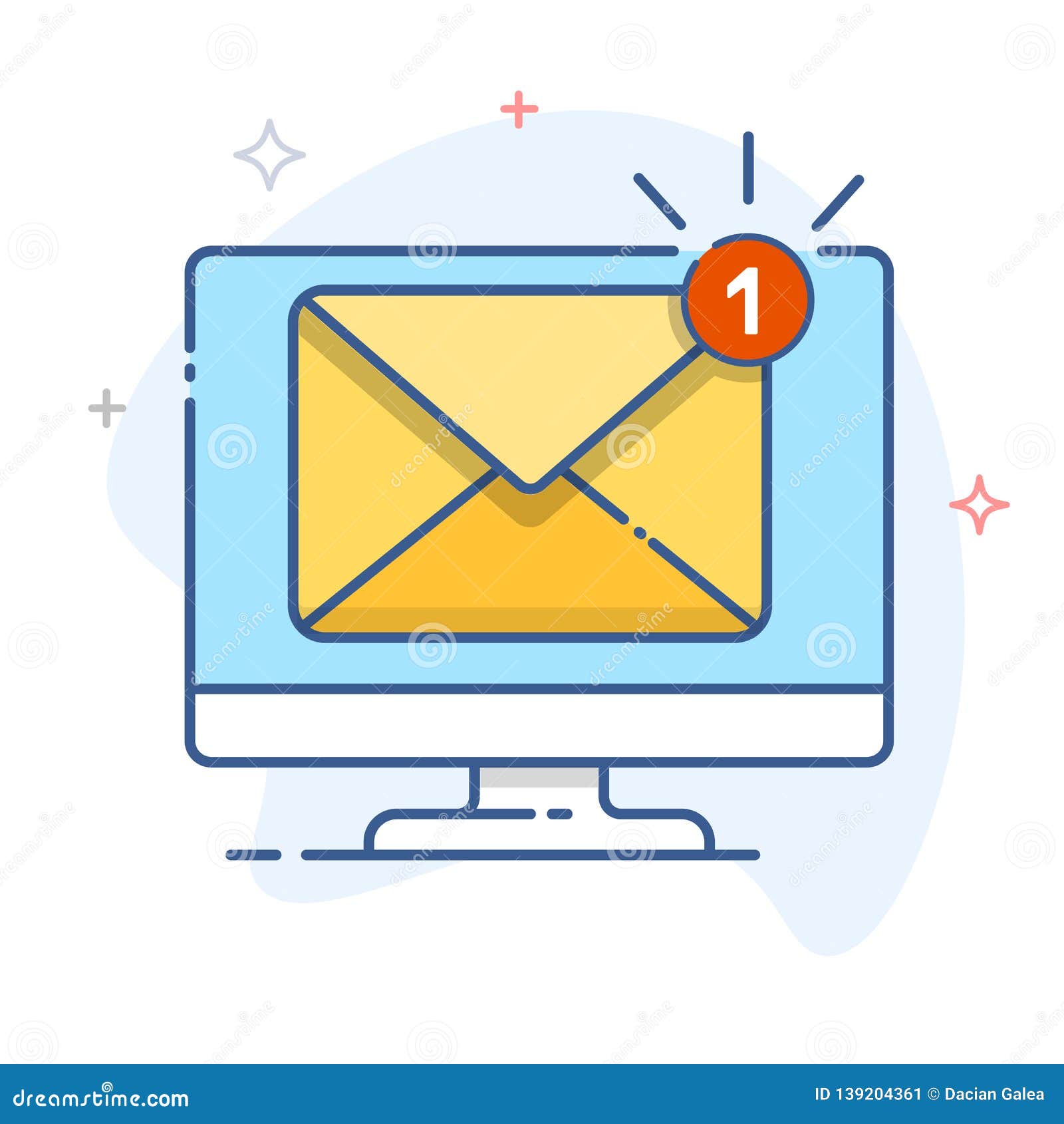 Neue Mitteilung, Neue E-Mail-Mitteilung Auf Tischplattenschirmikone ...