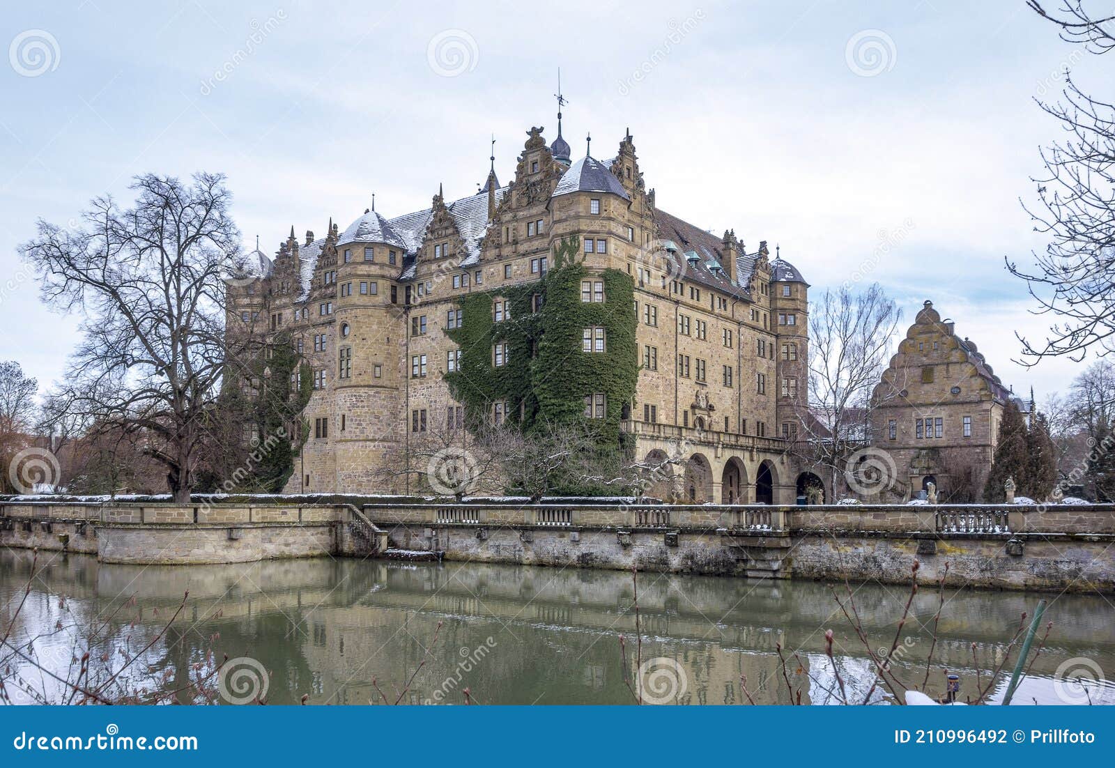 Neuenstein Castle stock photo. Image of snow, detail - 210996492