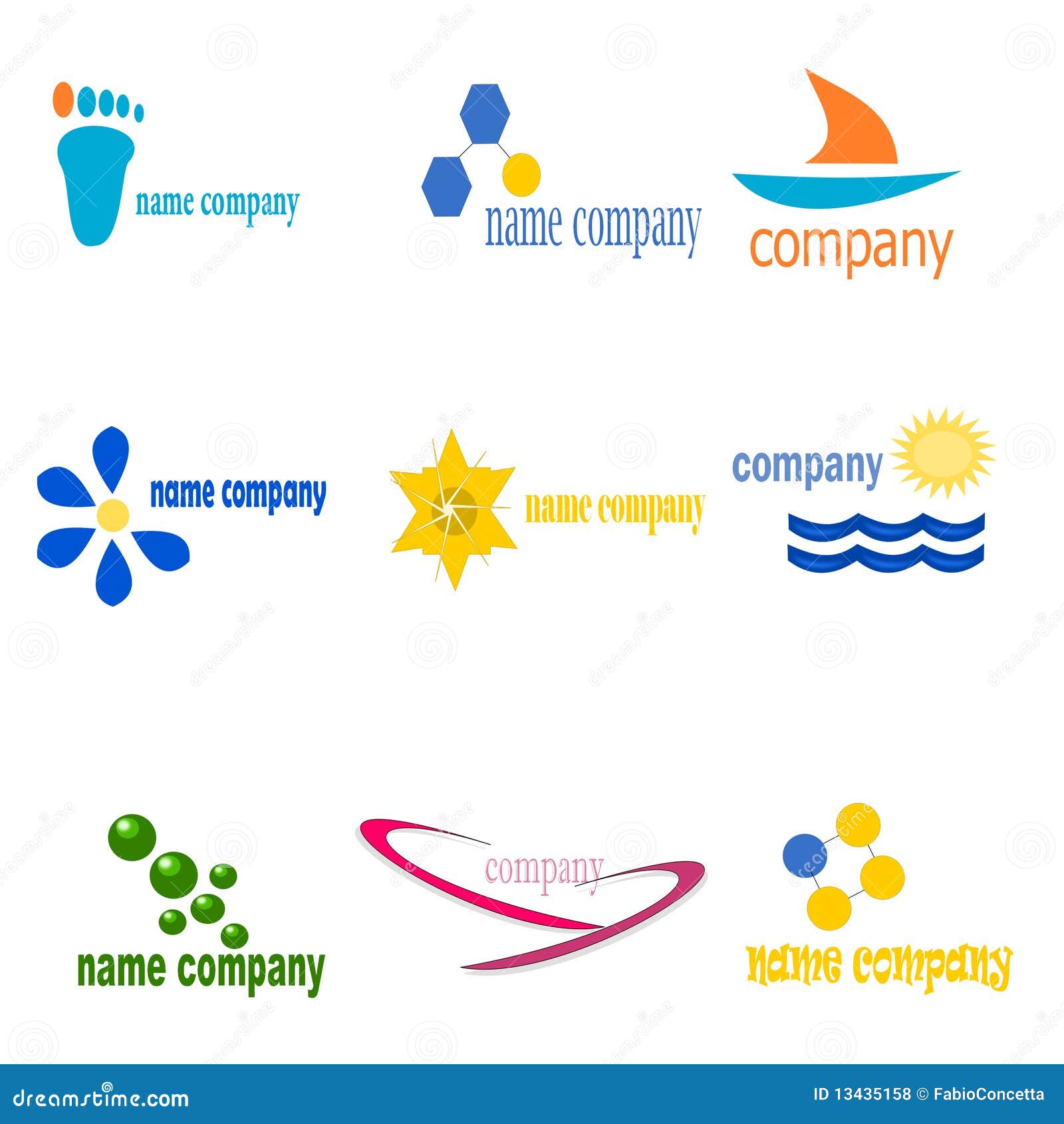 Neuf logos illustration stock. Illustration du représentations - 13435158