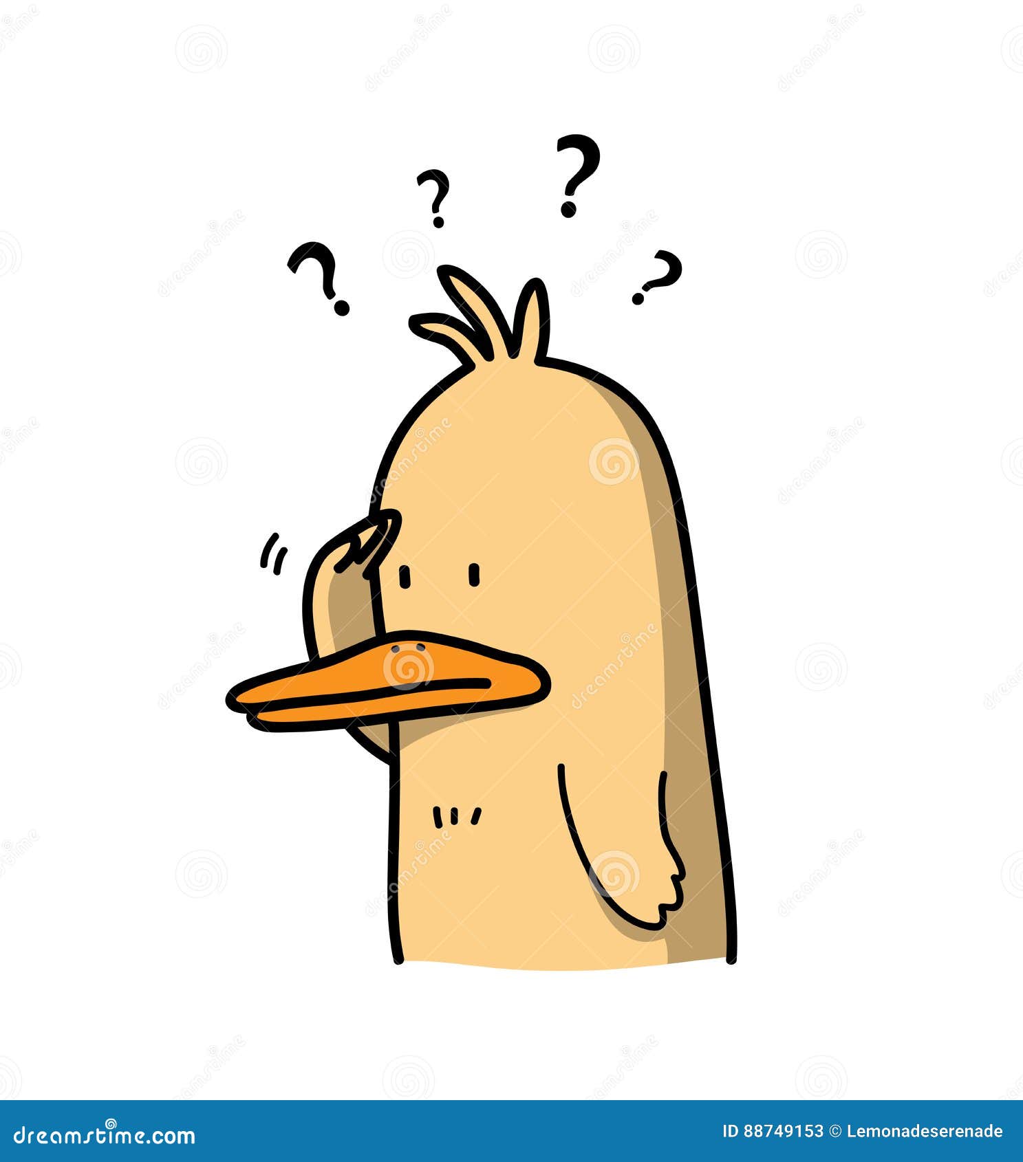 Neugieriges Duck Cartoon Thinking about Something Vektor Abbildung ...