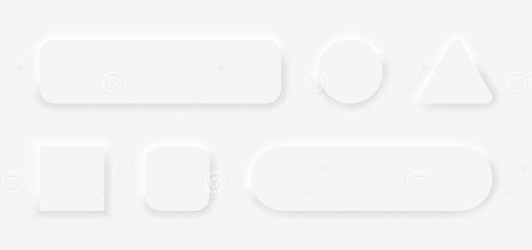 Neumorph Button. 3d Circle, Square, Triangle Neumorph Button with Shadow. Badge for Ui Isolated ...