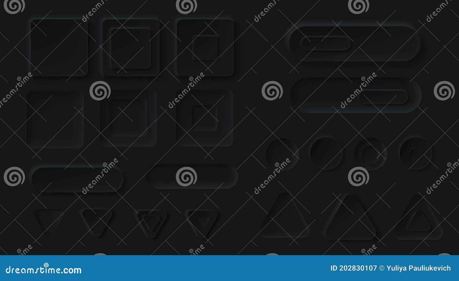 Neumorphic Black Buttons for Dark Ui Application Stock Vector ...