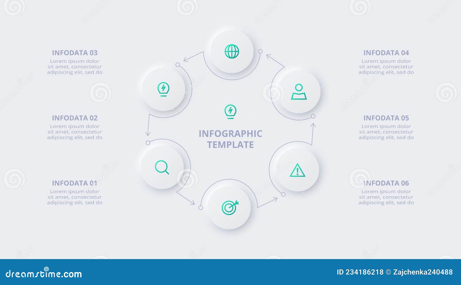 Neumorphic Flow Chart Infographic. Creative Concept For Infographic ...