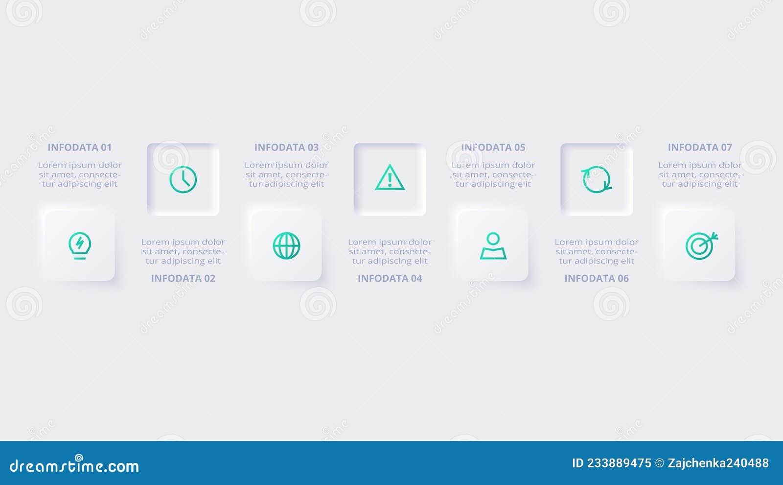 Neumorphic Flow Chart Infographic Design Template. Central Large Circle ...