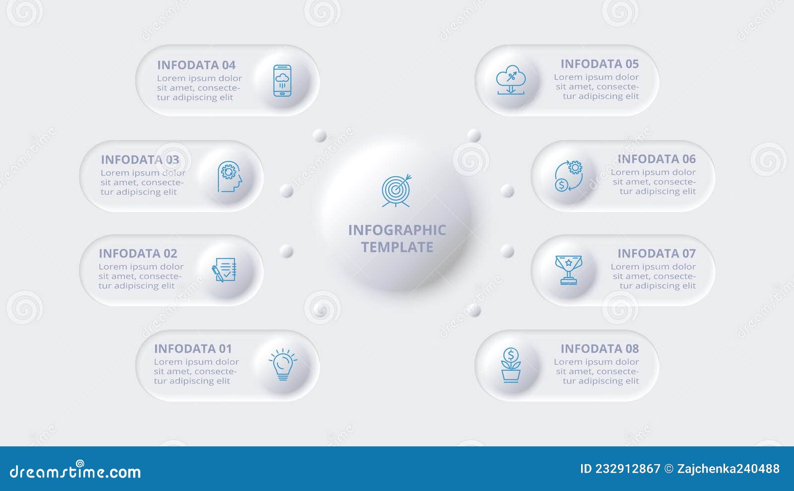 Neumorphic Flow Chart Infographic. Creative Concept for Infographic ...