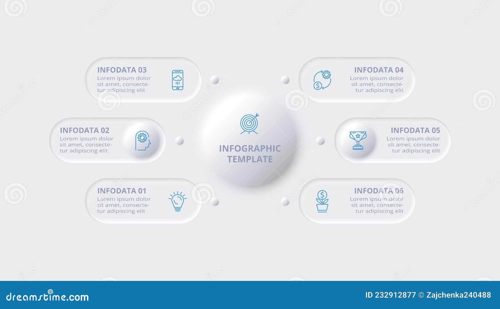 Neumorphic Flow Chart Infographic. Creative Concept For Infographic ...