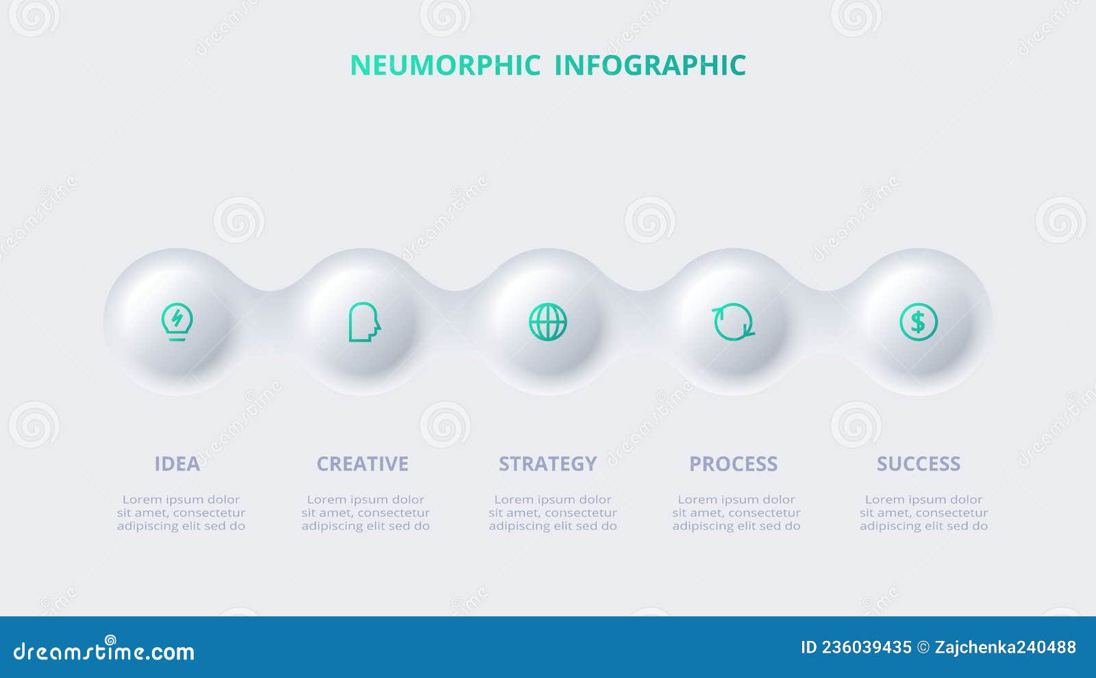 Neumorphic Flow Chart Infographic Design Template. Central Large Circle ...