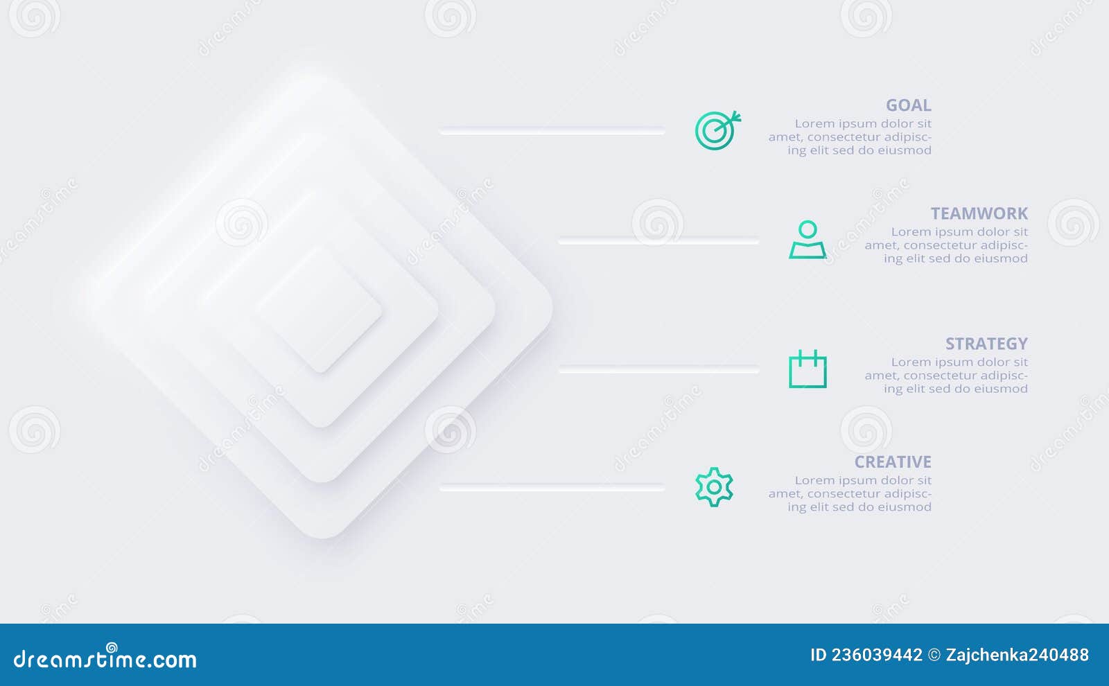 Neumorphic Flow Chart Infographic. Creative Concept for Infographic ...