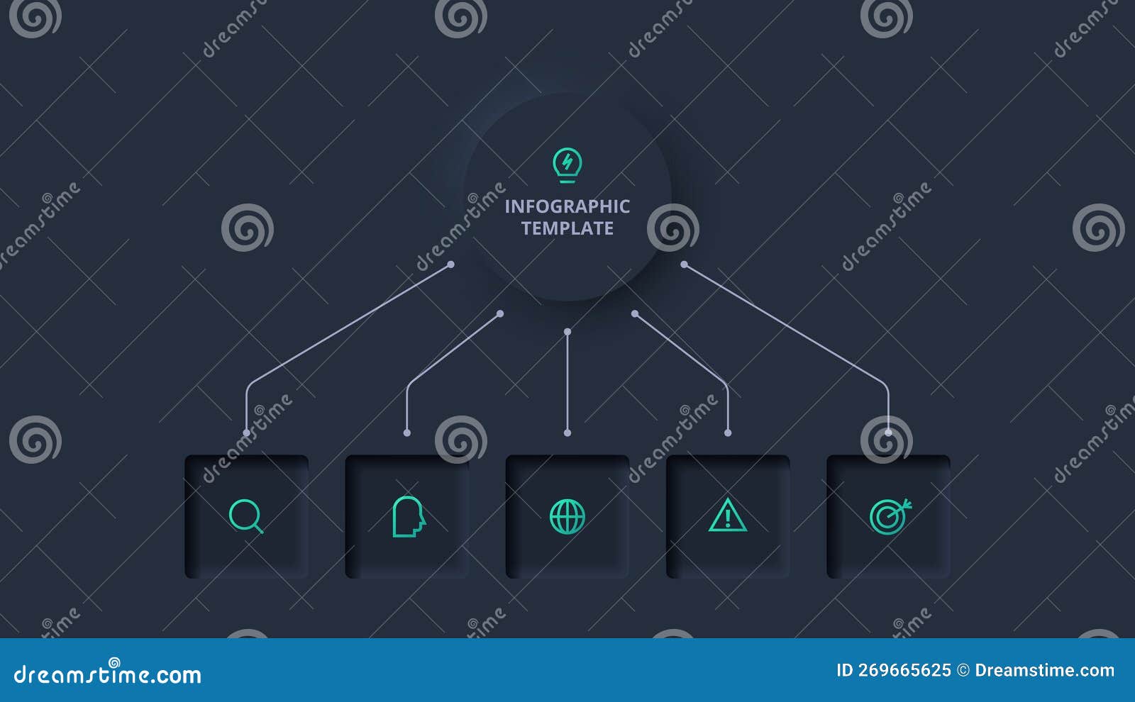 Neumorphic Flowchart Dark Iinfographic. Creative Concept for ...