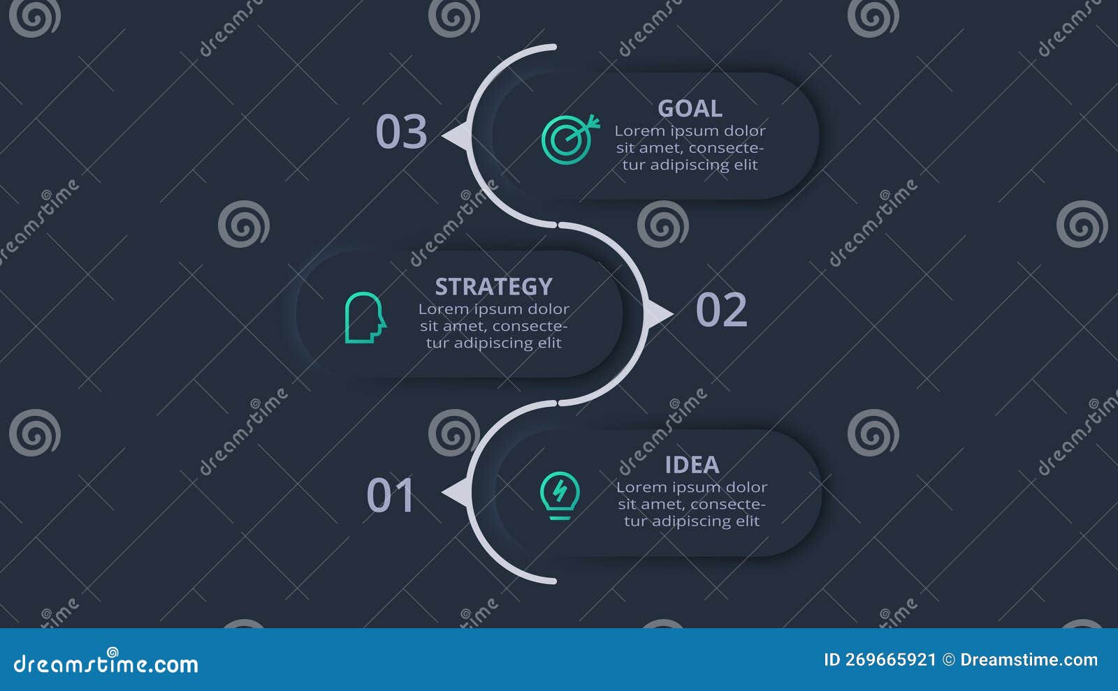 Neumorphic Flowchart Dark Iinfographic. Creative Concept For ...