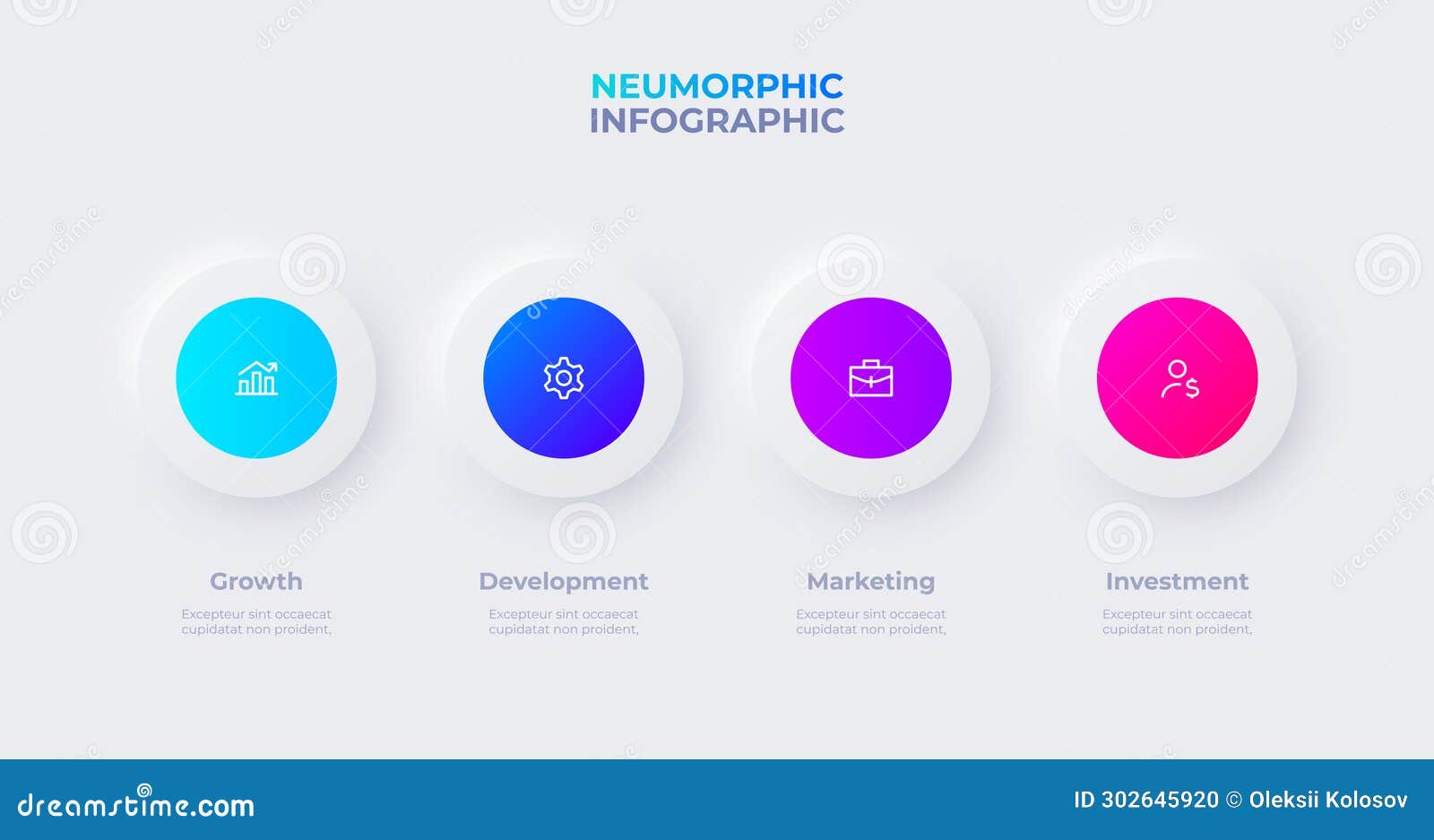 Neumorphic Circle Elements For Infographic. Skeuomorph Concept With 4 Options, Parts, Steps Or ...