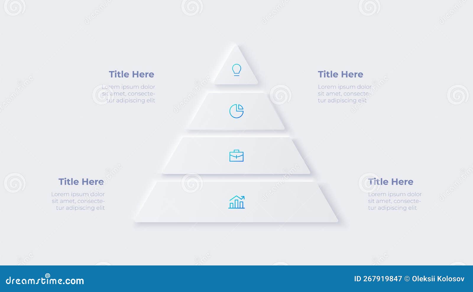 Neumorphic Infographic Pyramid. Business Data Visualization with 4 ...