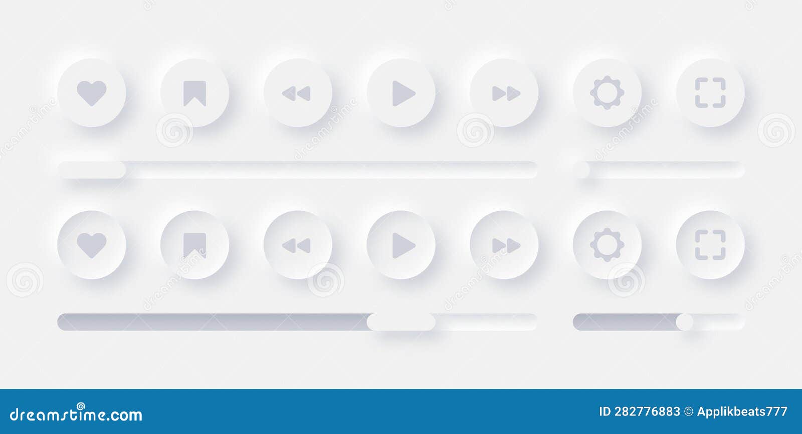 Neumorphic Media Video Player Light UI Design Elements Set Vector Stock ... Neumorphic Media Video Player Light UI Design Elements Set Vector Stock ...