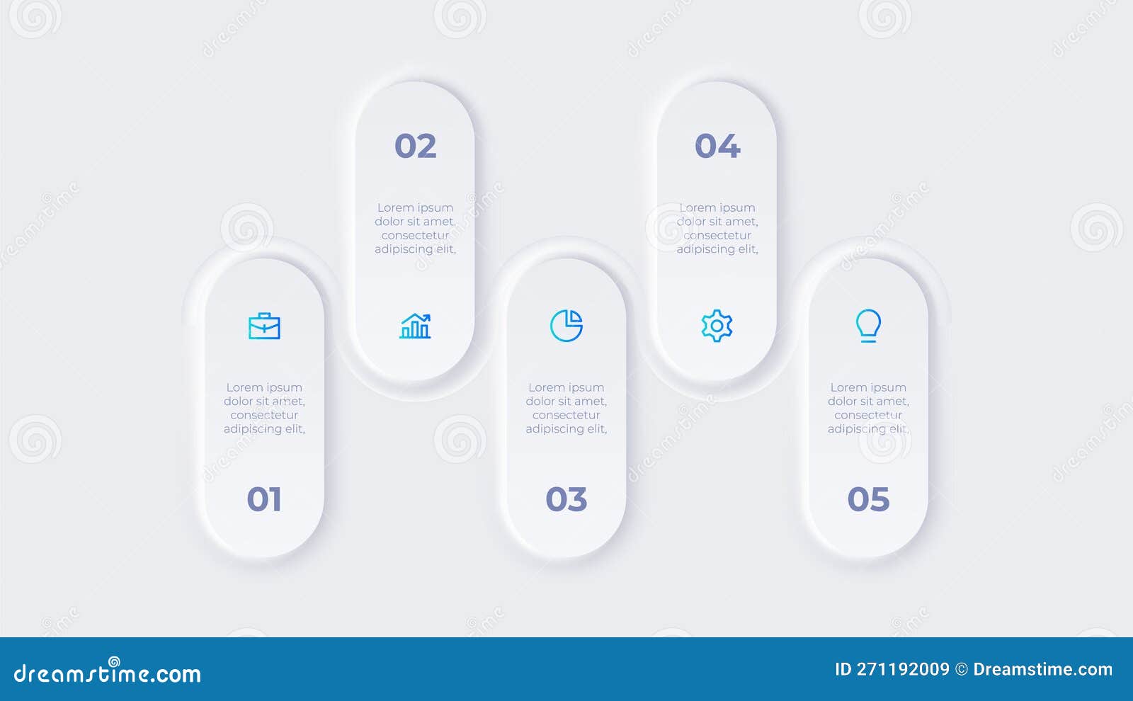 Neumorphic Rounded Elements for Infographic. Skeuomorph Concept with 5 ...