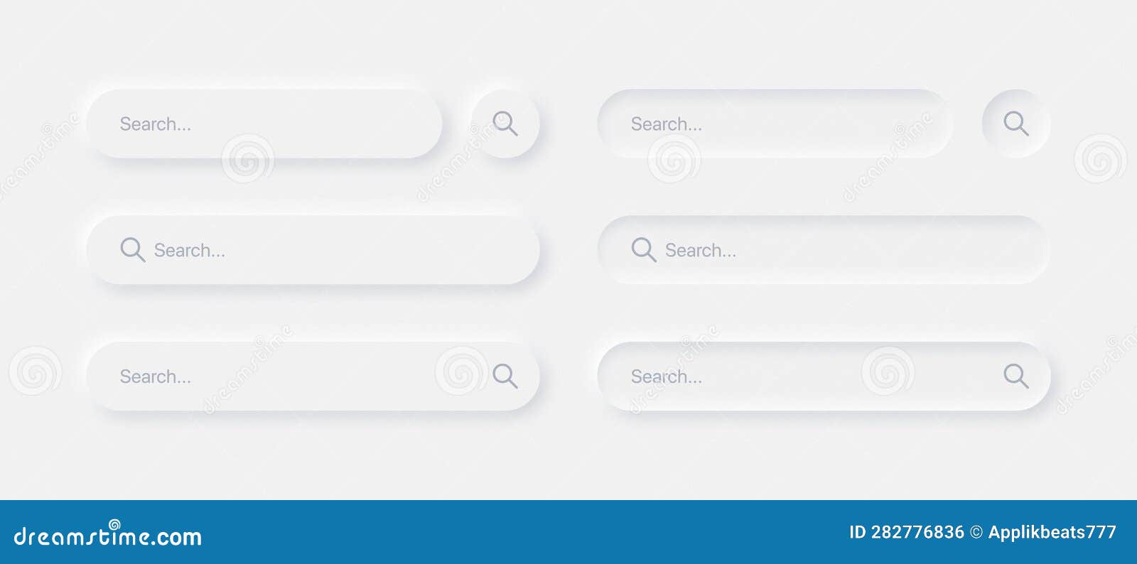 Neumorphic Search Bars Light UI Design Elements Set Vector | CartoonDealer.com #196085122