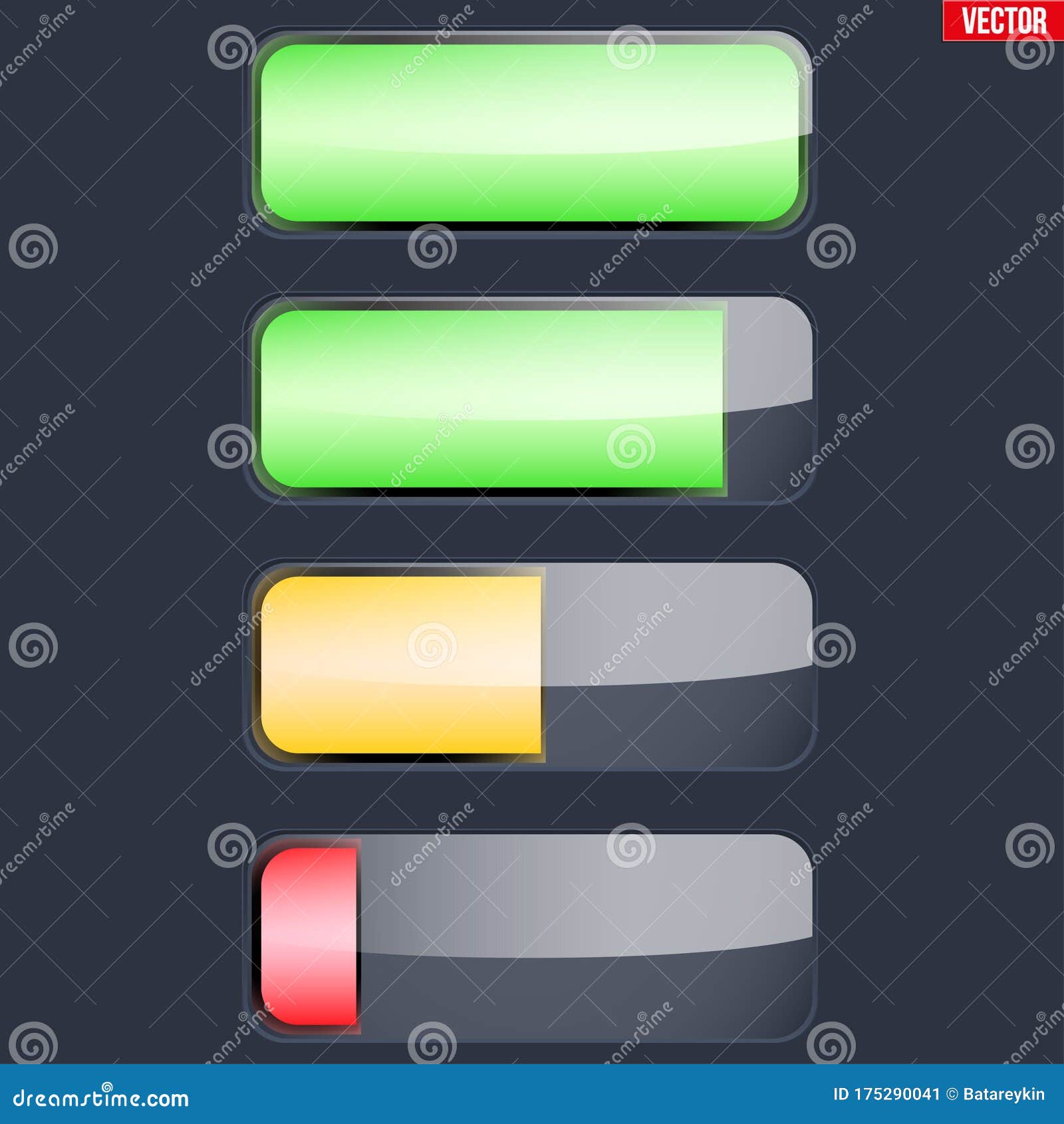 Neumorphic UI Battery Dark Set Cartoon Vector | CartoonDealer.com ...