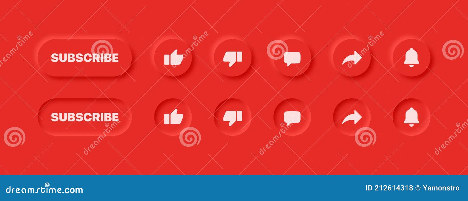 Neumorphic UI UX Design Elements 3D Vector Buttons Like Dislike Comment ...