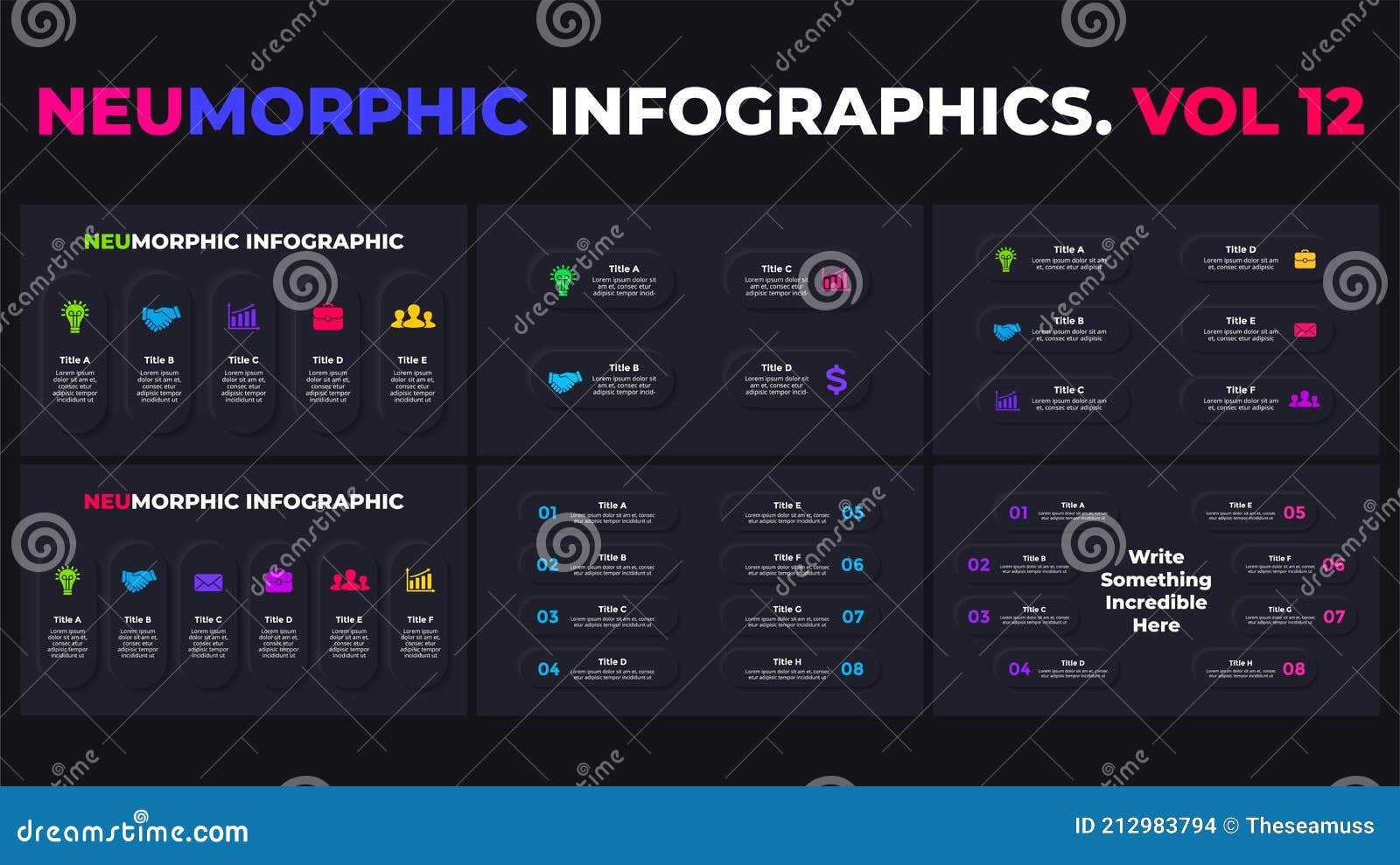 Neumorphic Vector Infographic. Presentation Slide Template. Squares ...