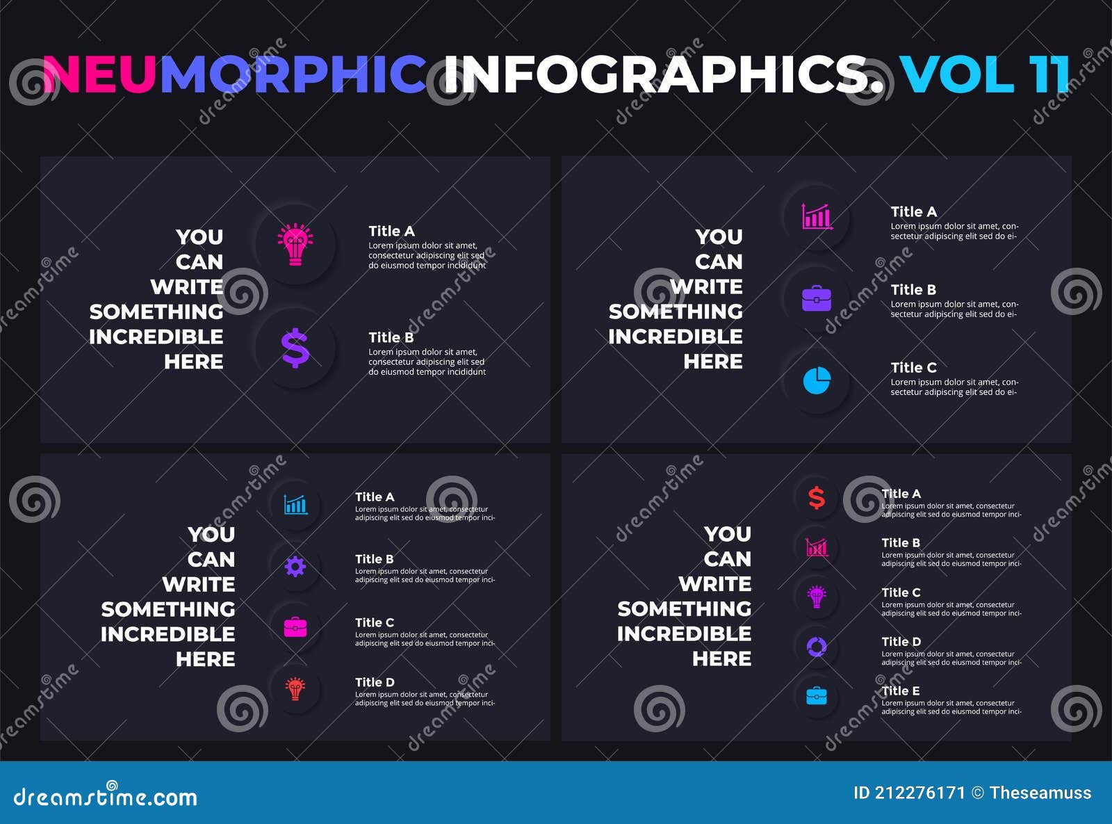 Neumorphic Vector Infographic. Circles Timeline. 2, 3, 4, 5 Options ...
