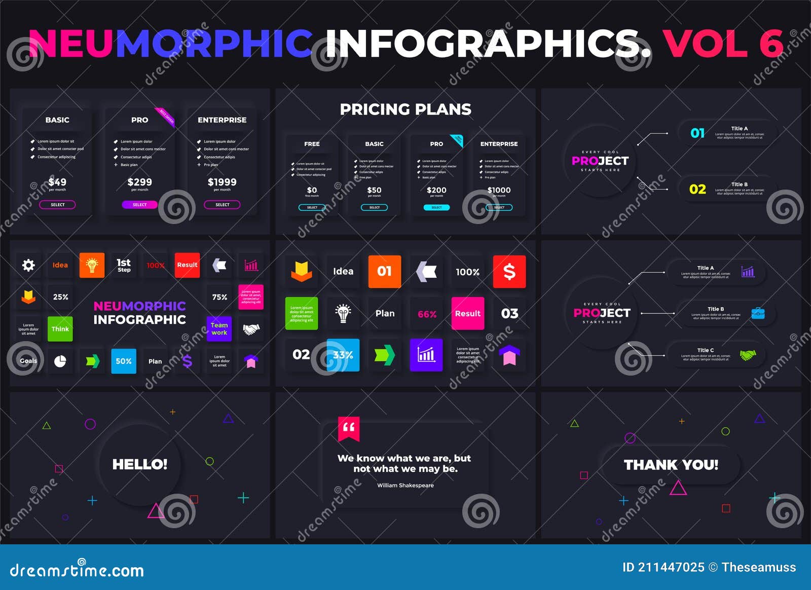 Neumorphic Vector Infographic. Presentation Slide Template. Squares ...