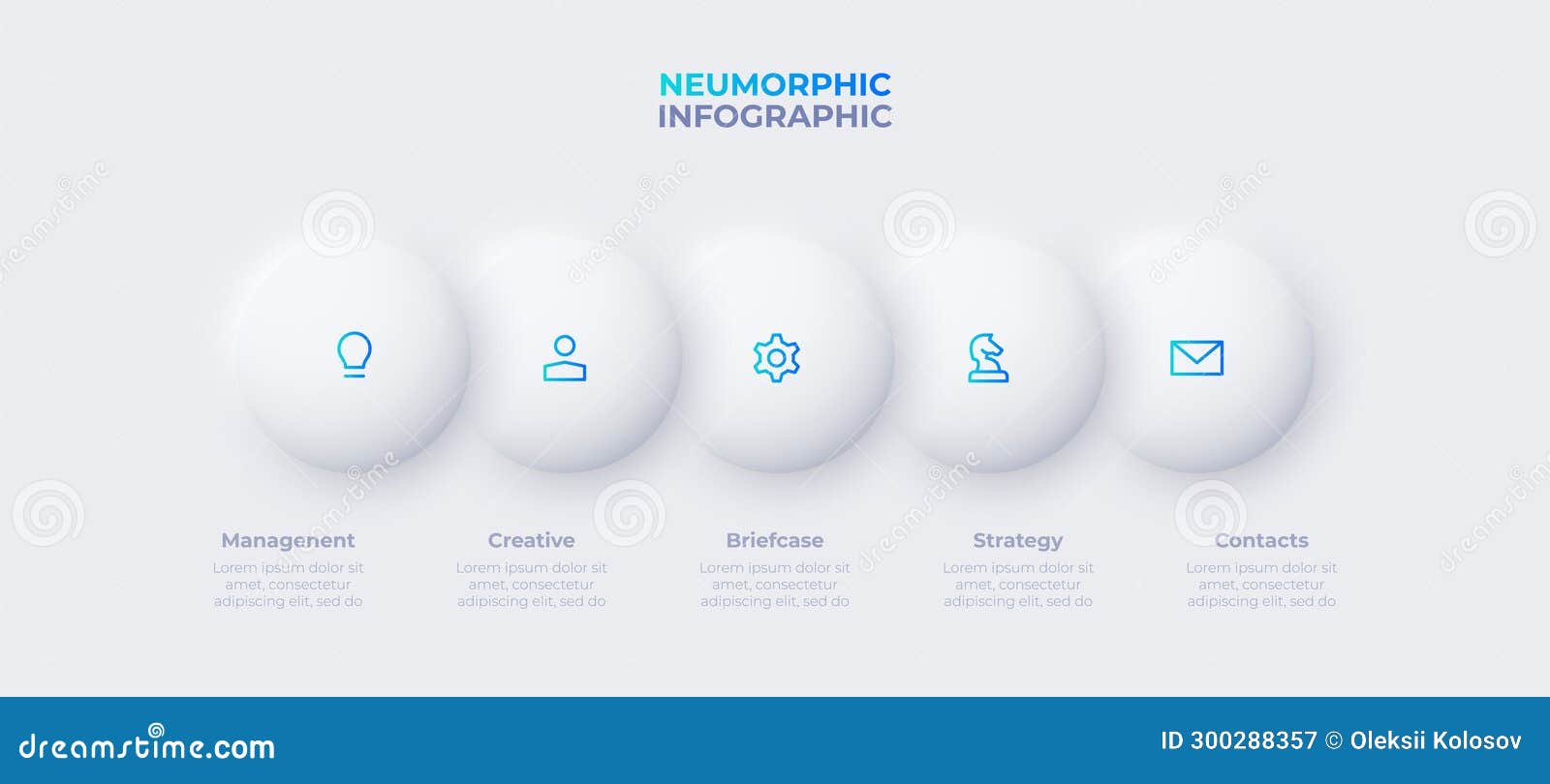 Neumorphism Design Infographic with 5 Steps. Timeline Illustration ...