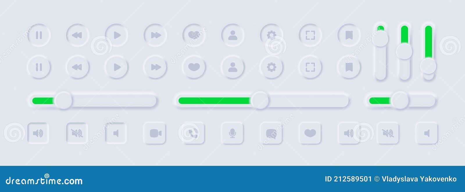 Neumorphism Icons. User Interface Elements for Mobile App. UI Icons Set. Vector Stock Vector ...