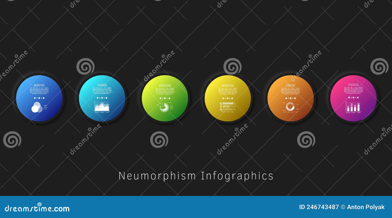 Neumorphism Infographics Template Cartoon Vector | CartoonDealer.com ...