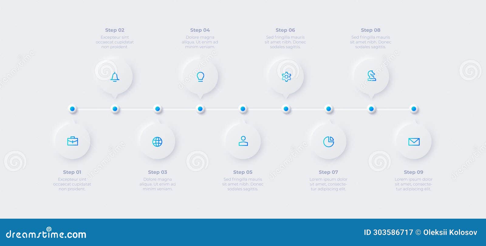 Neumorphism Timeline Infographic. Skeuomorph Concept With 3 Options ...