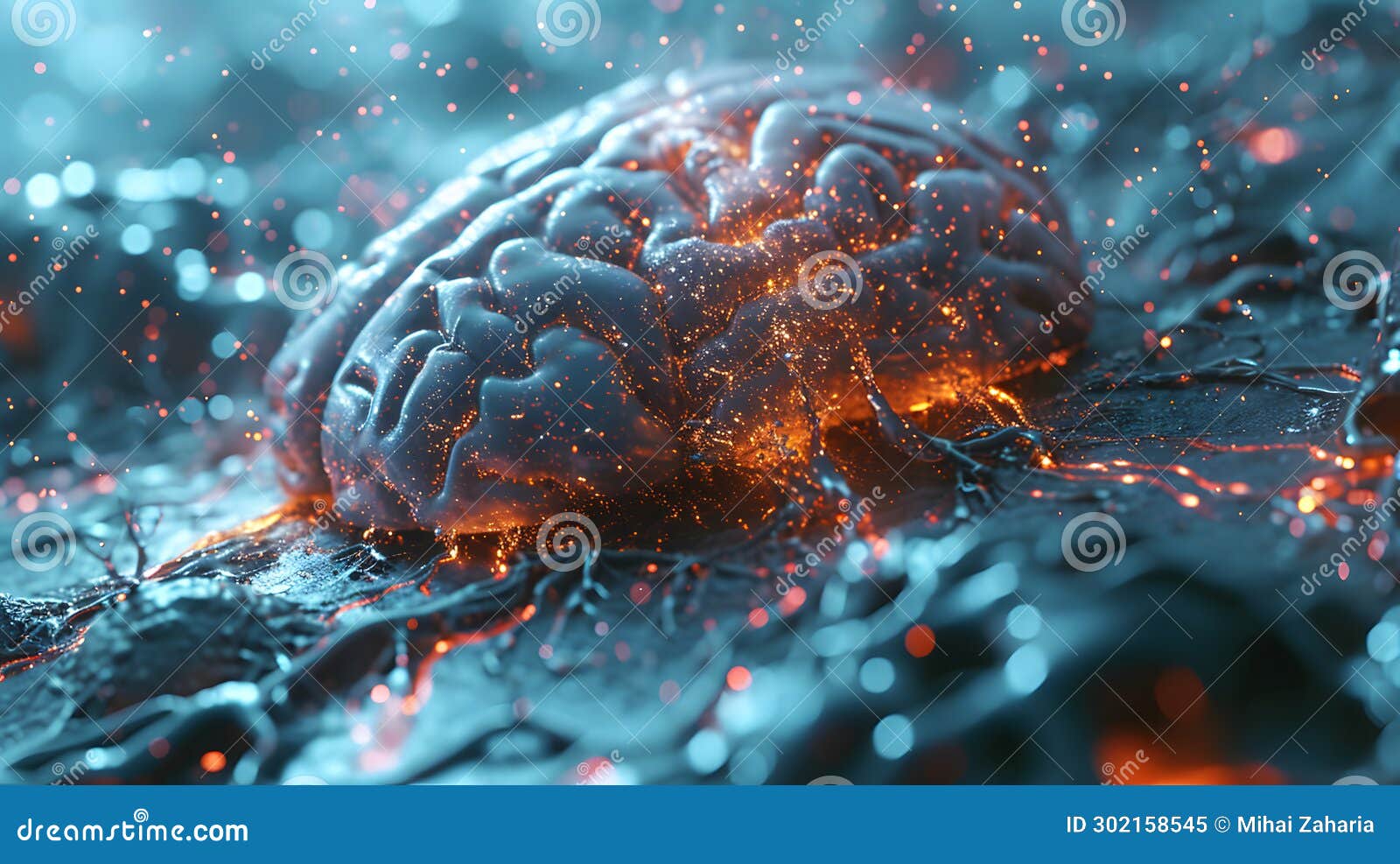 Neural Activity in Human Brain Concept. Created with Generative AI ...